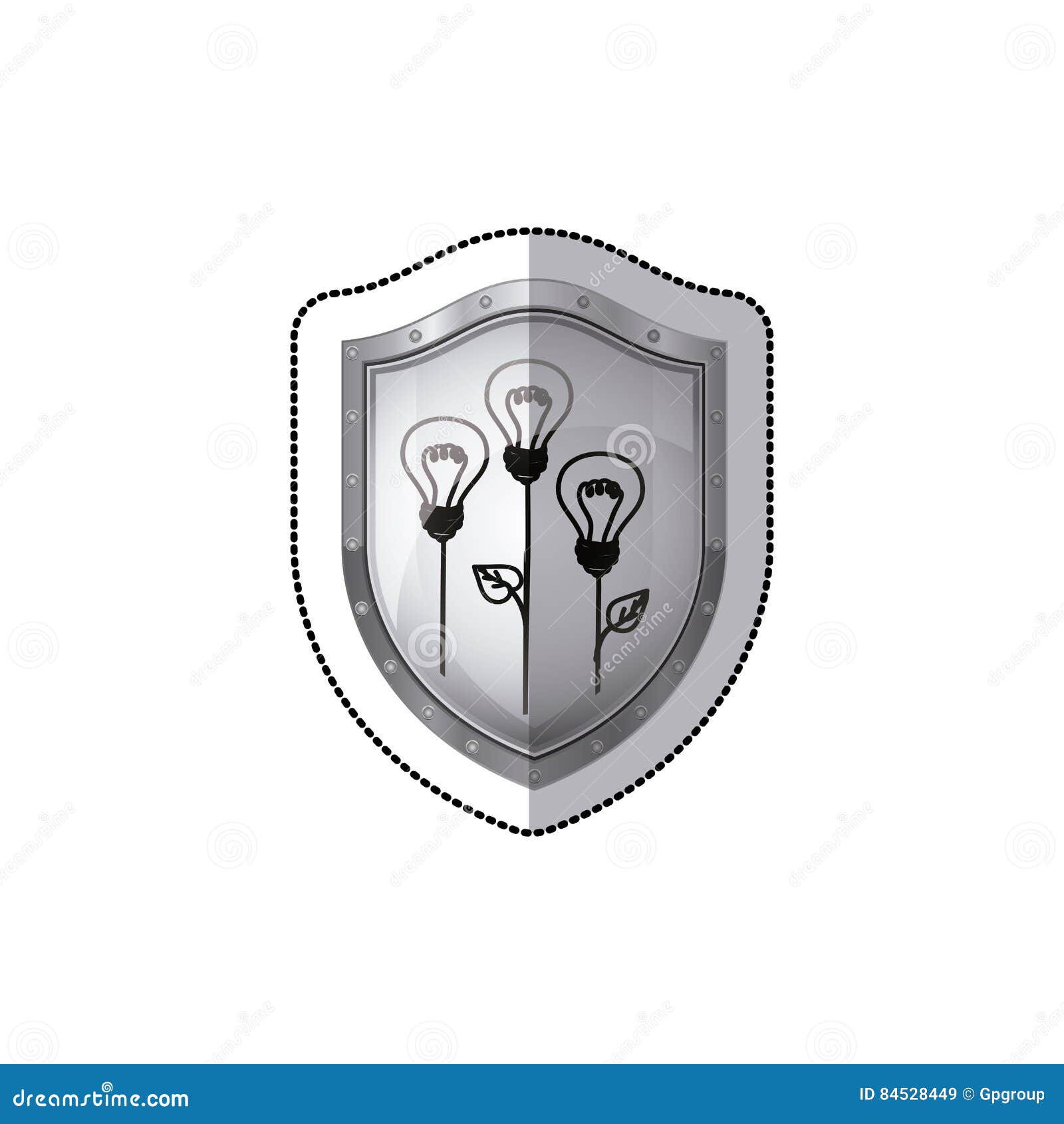 Sticker Shield with Light Bulb Eco with Leaves Stock Vector ...