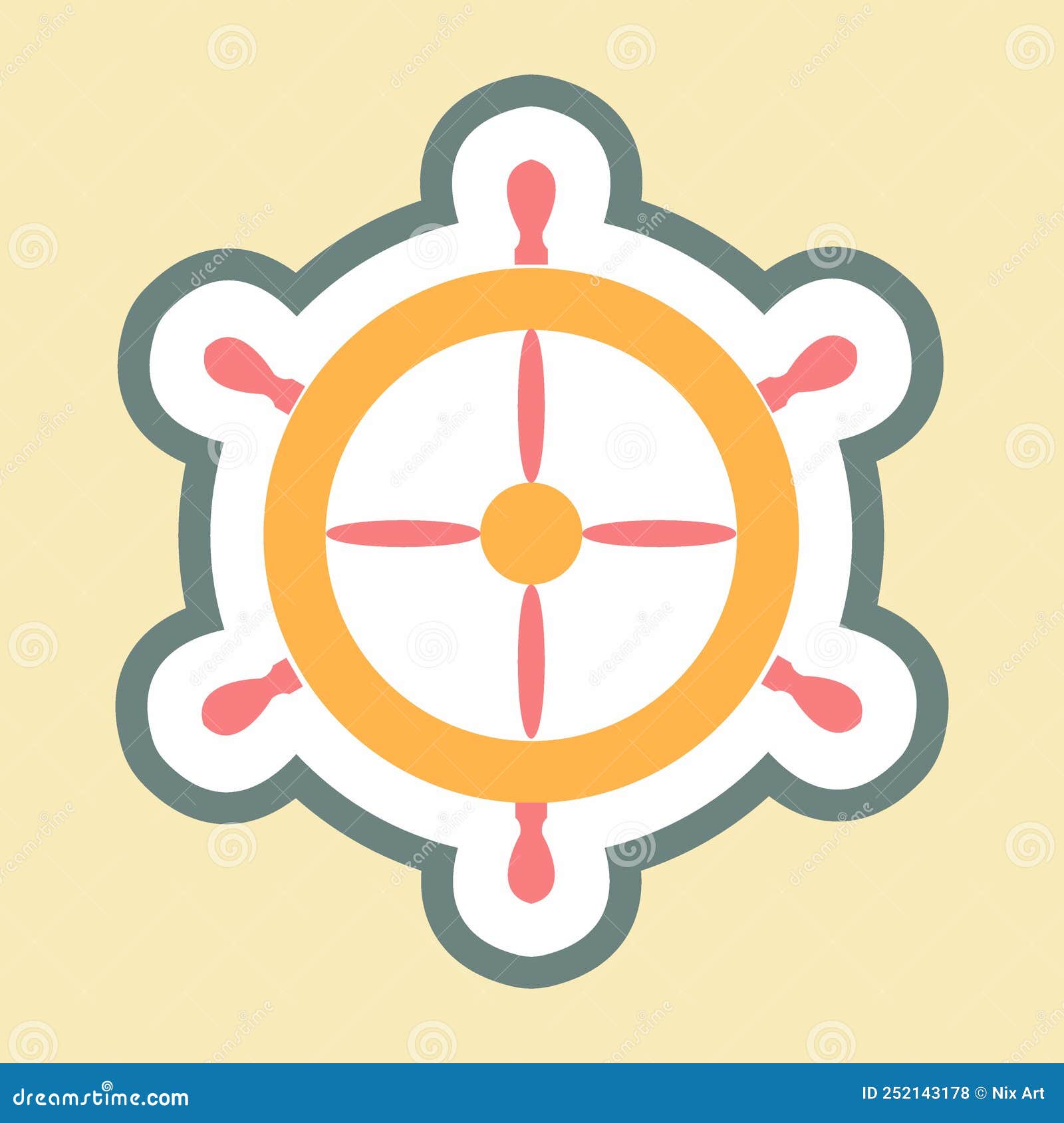 Sticker Ship Wheel - Simple Illustration,Editable Stroke Stock ...