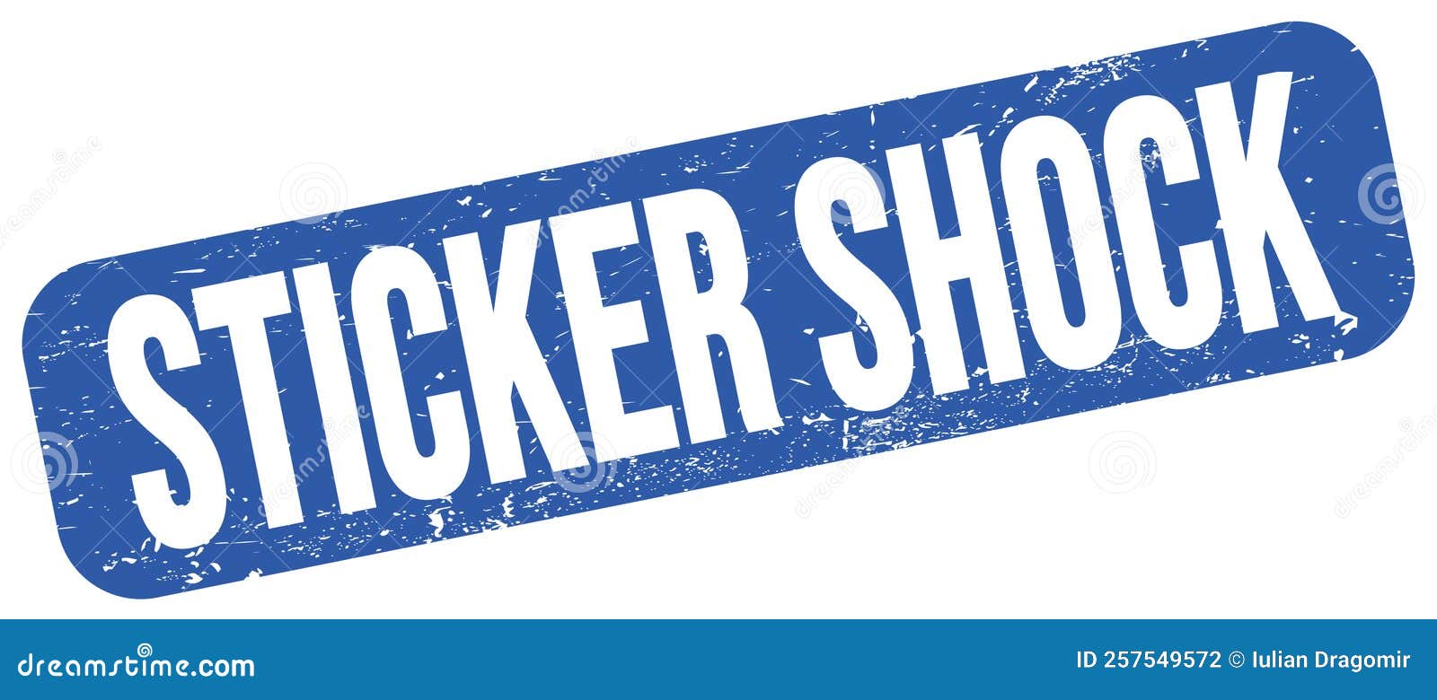 STICKER SHOCK Text on Blue Grungy Stamp Sign Stock Illustration ...