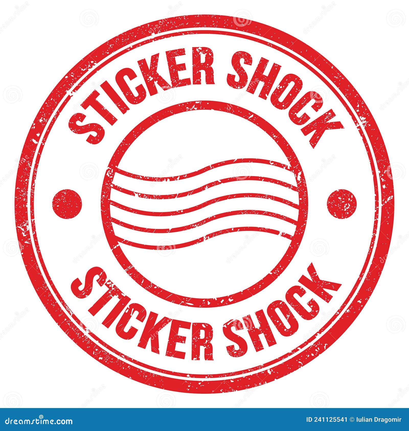 STICKER SHOCK Text Written on Red Round Postal Stamp Sign Stock ...