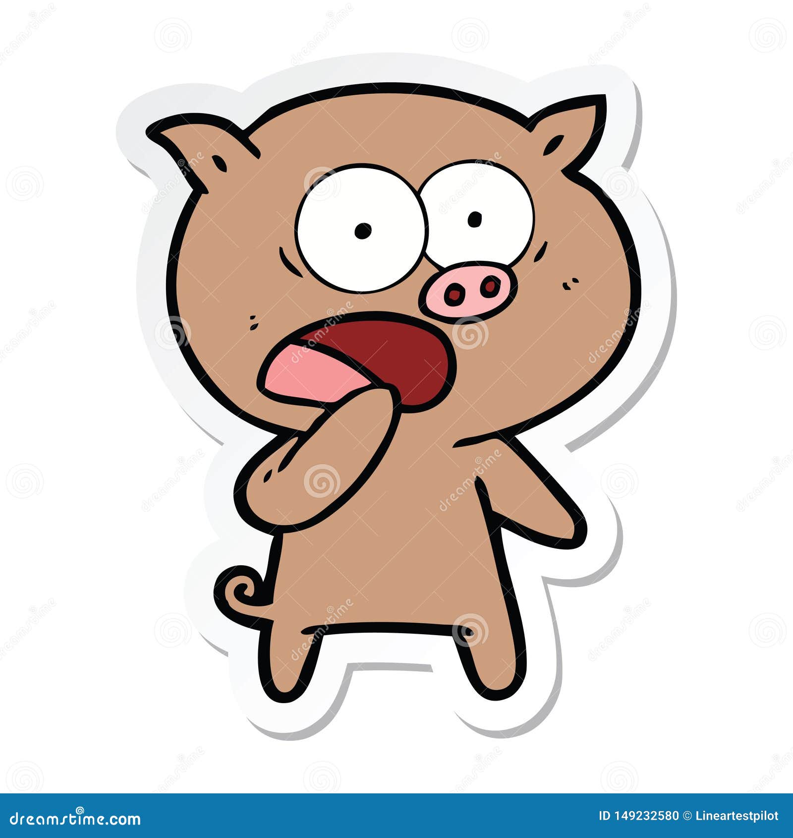 Sticker of a Shocked Pig Cartoon Stock Vector - Illustration of decal ...