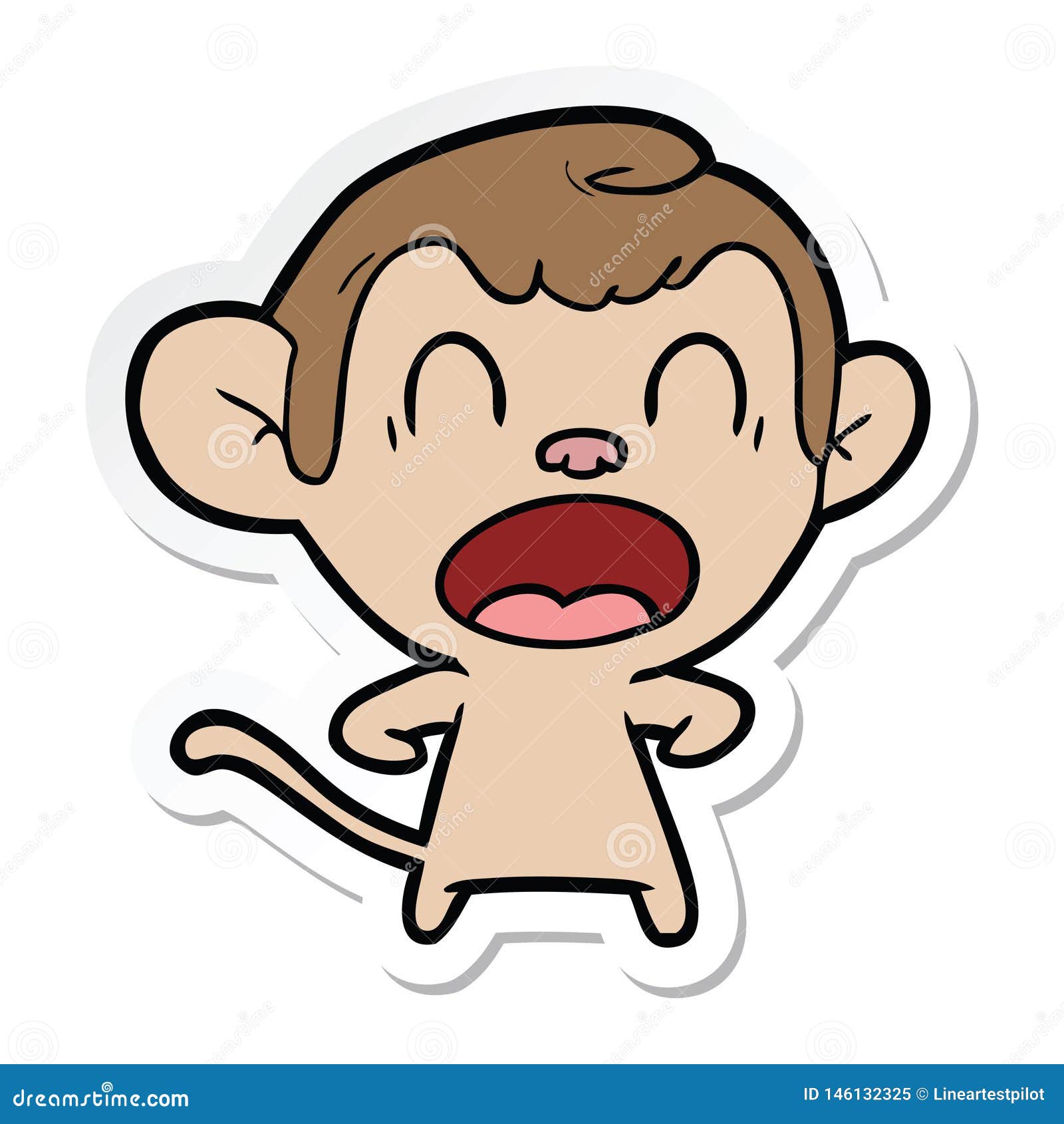 Sticker of a Shouting Cartoon Monkey Stock Vector - Illustration of ...
