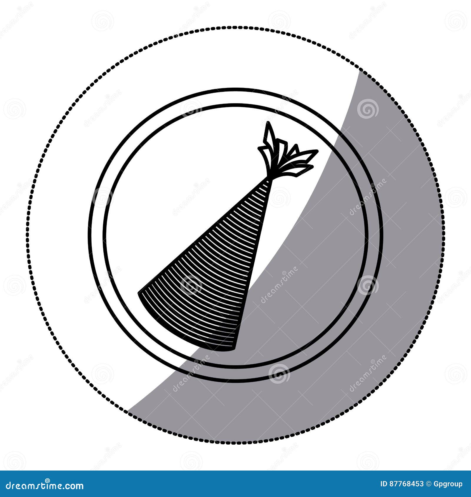 Sticker Silhouette Circular Frame with Hat Party Icon Stock ...