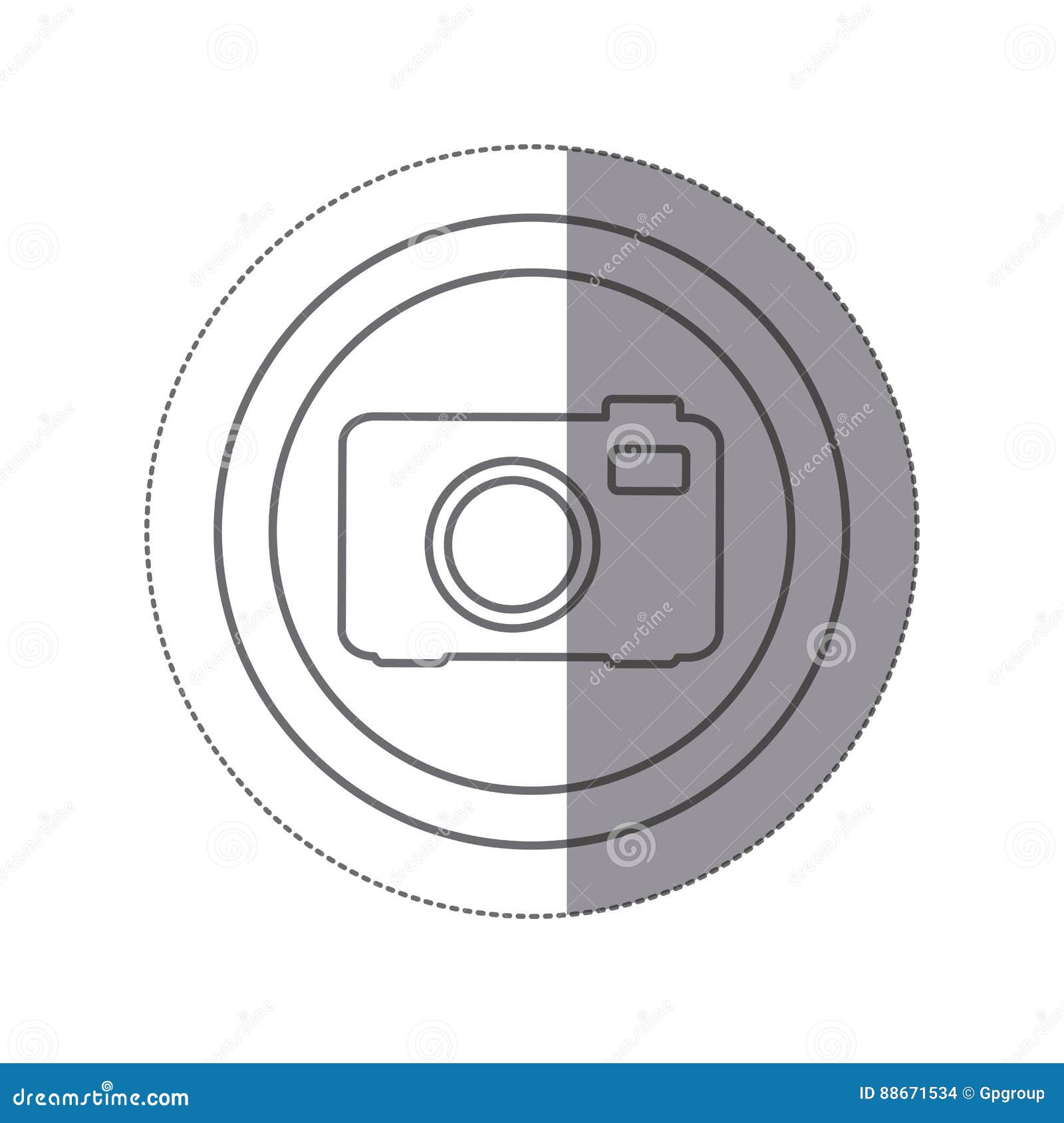 Sticker Silhouette Circular Frame with Tech Camera Icon Stock ...