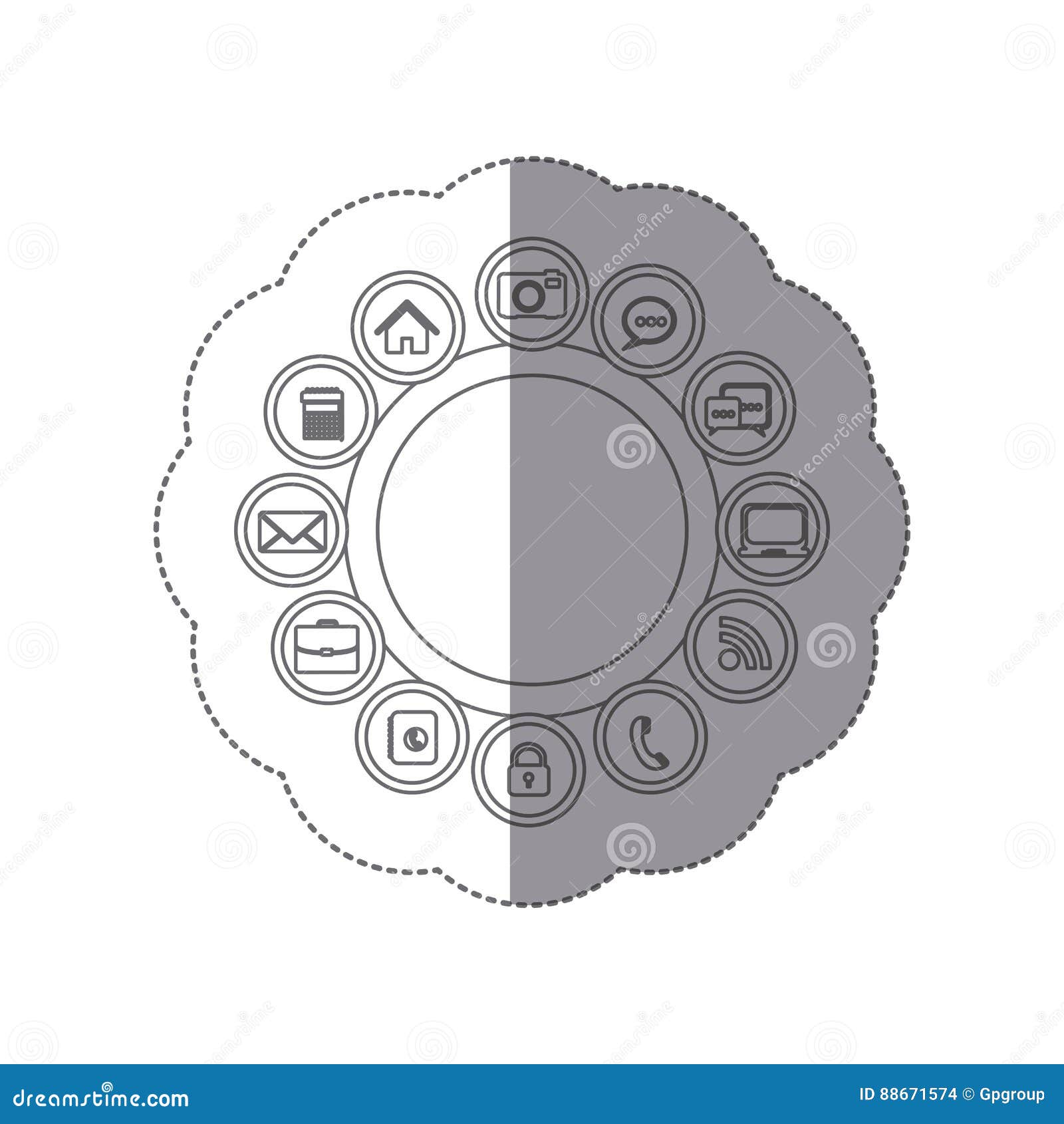 Sticker Silhouette Figure Group with Communication Elements Stock ...