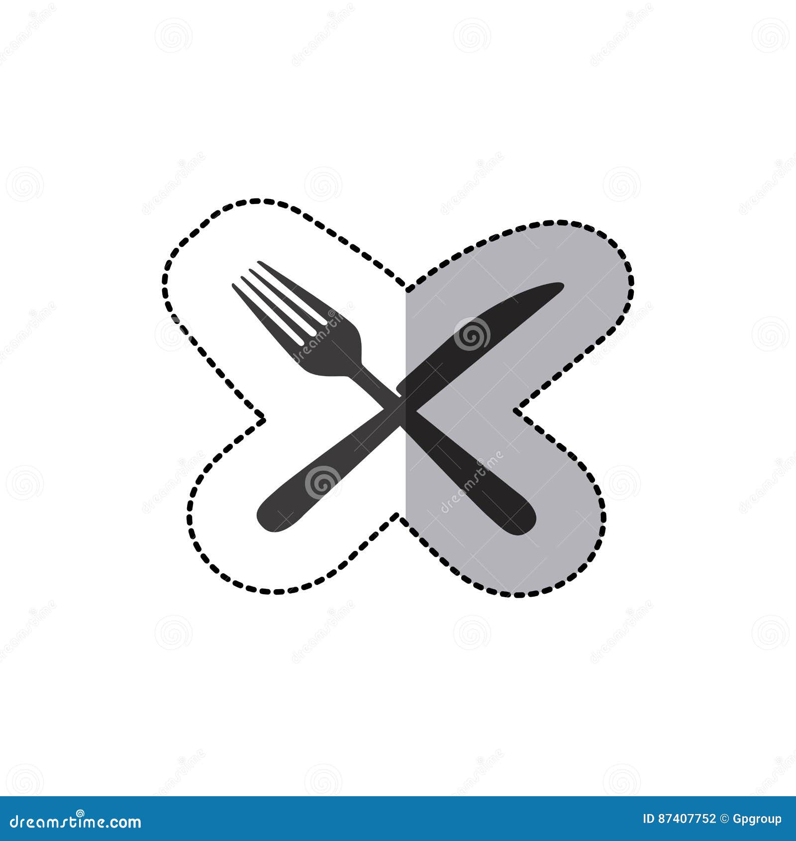 Sticker Silhouette Knife and Fork Icon Stock Illustration ...