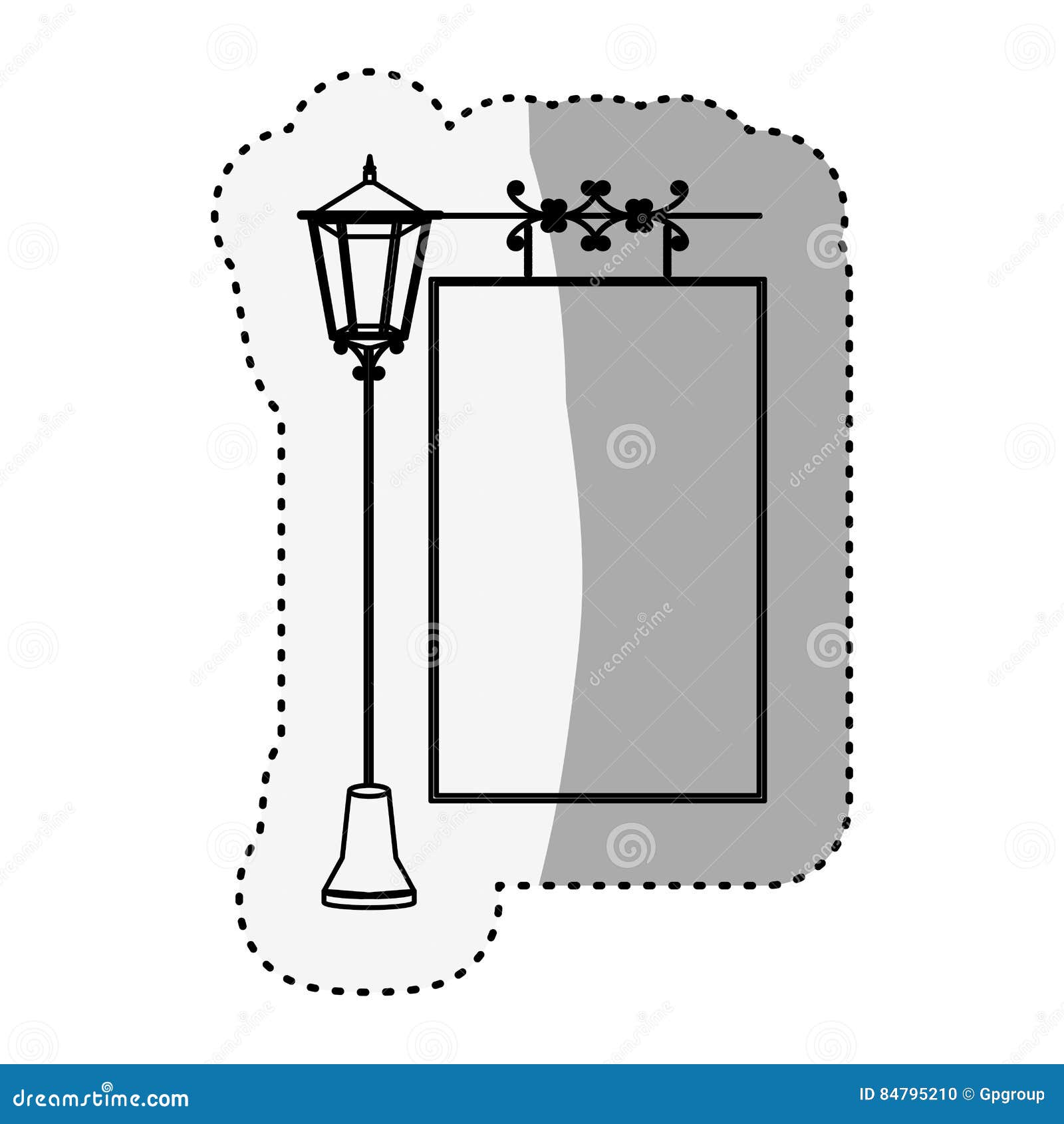 Sticker Silhouette Lamp Post with Poster Stock Vector - Illustration of ...