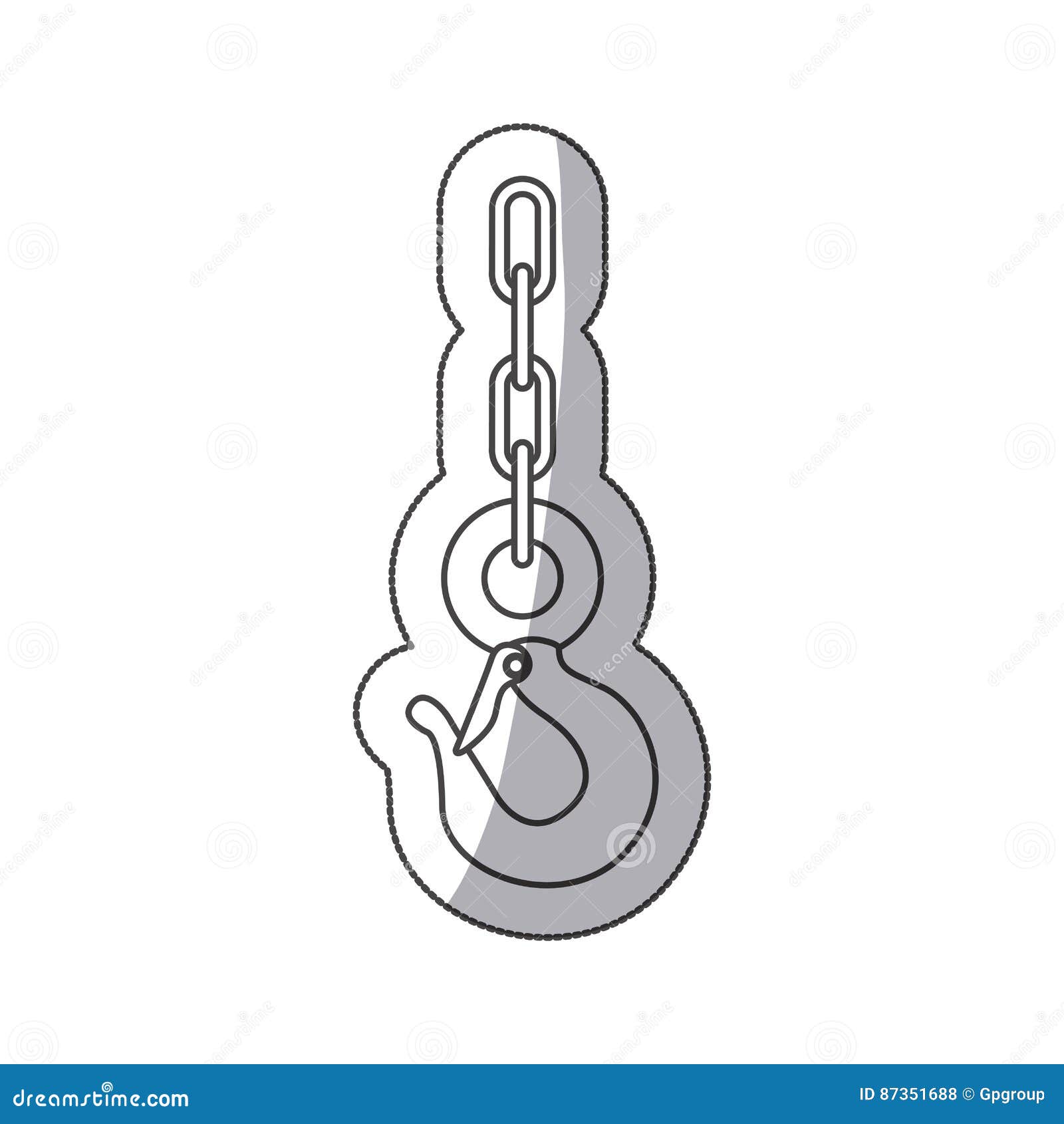 Sticker Silhouette Metal Hook with Chain Stock Illustration ... Sticker Silhouette Metal Hook with Chain Stock Illustration ...