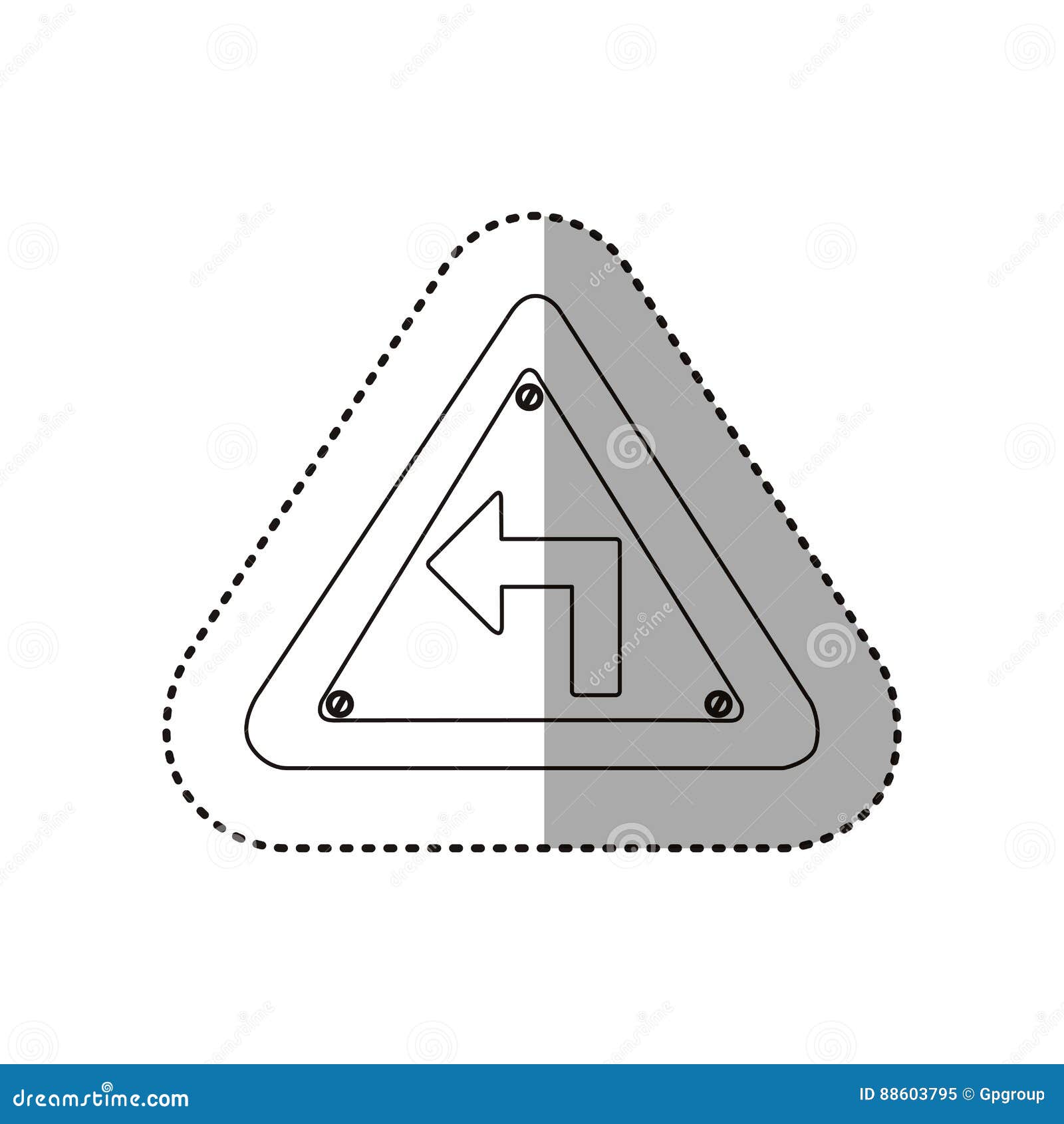 Sticker Silhouette Metallic Triangle Frame Turn Left Traffic Sign Stock ...