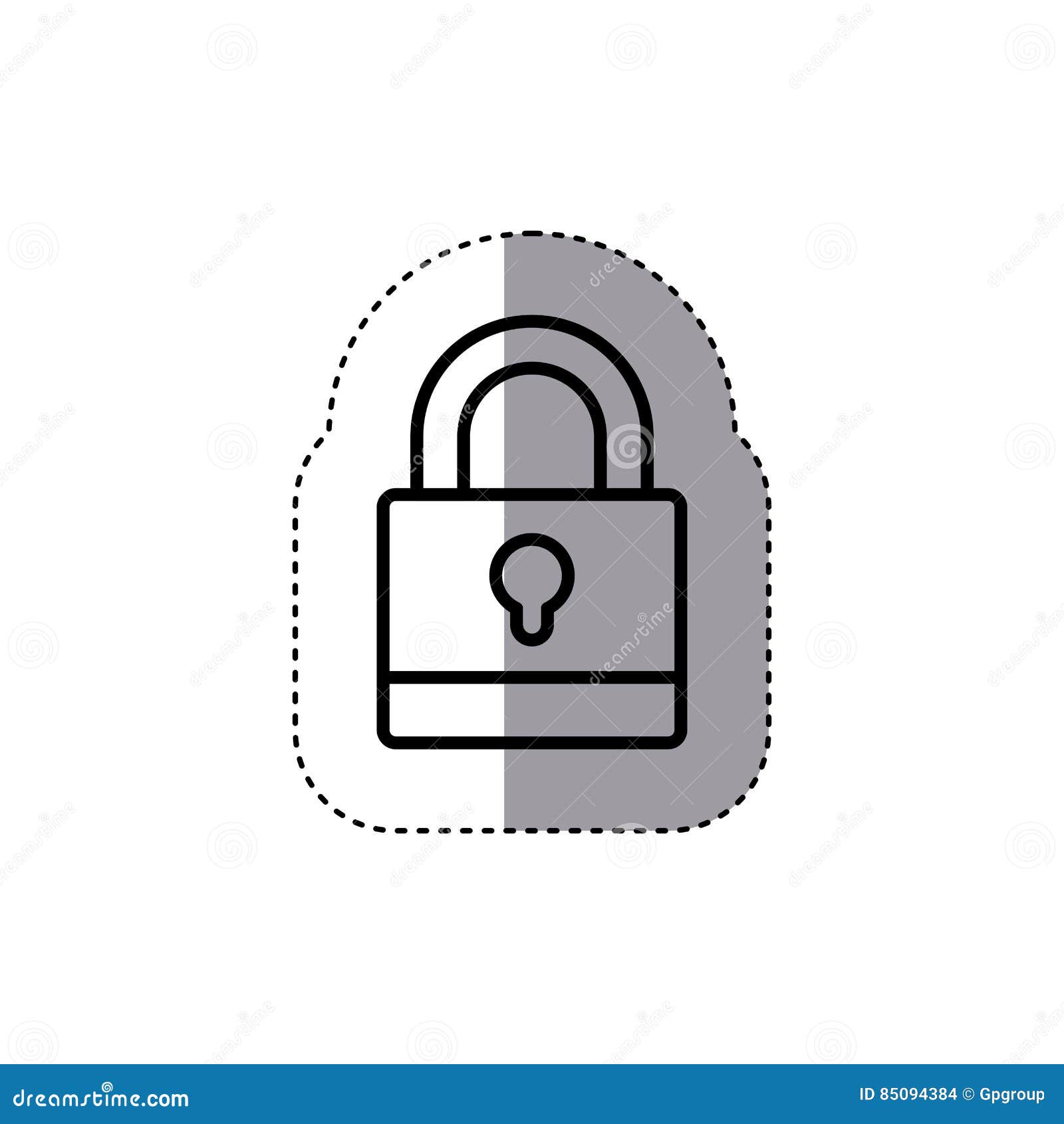 Sticker Silhouette Padlock with Black Body and Shackle Stock Vector ...