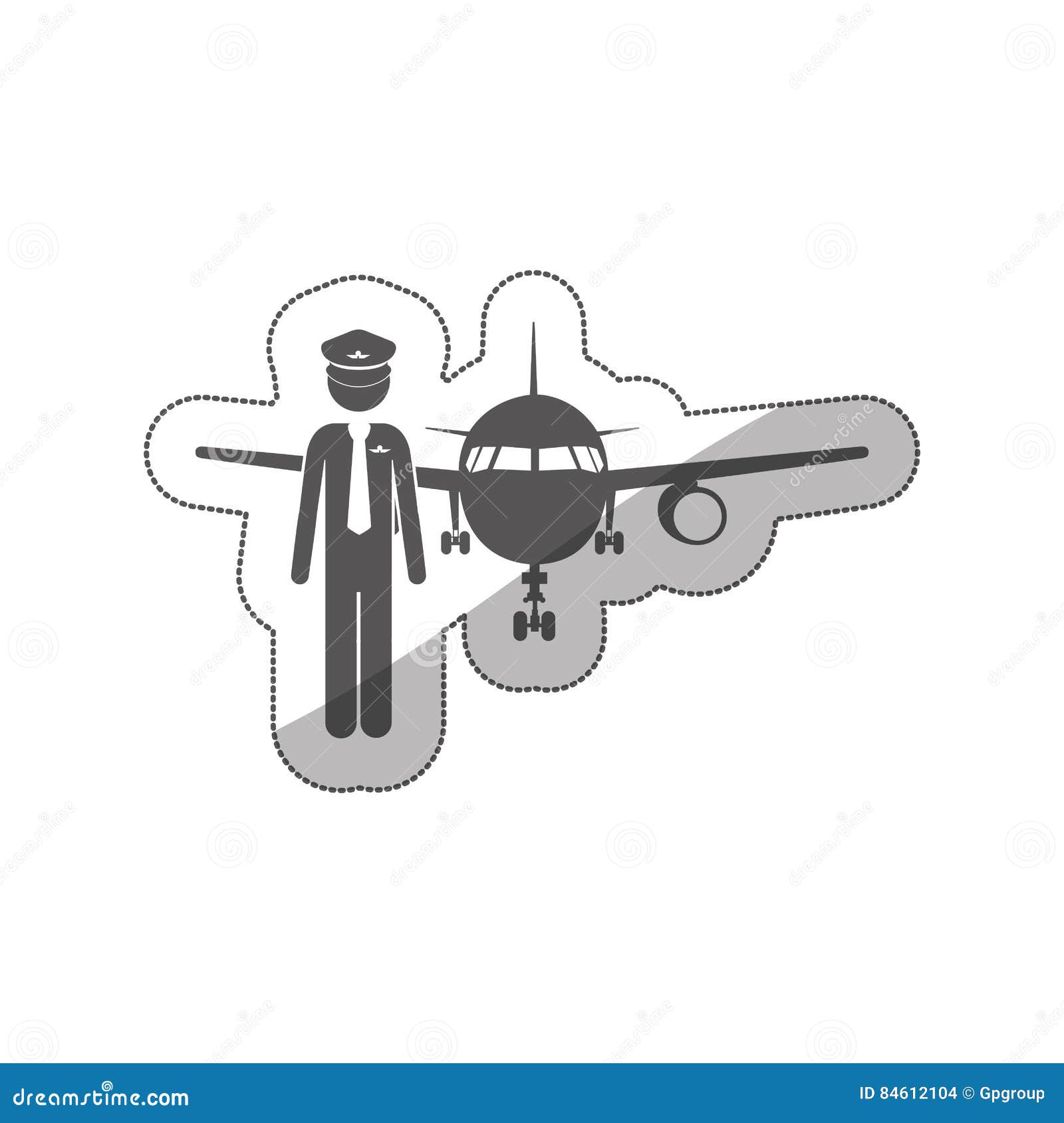 Sticker Silhouette Pilot with Aeroplane Stock Vector - Illustration of ...