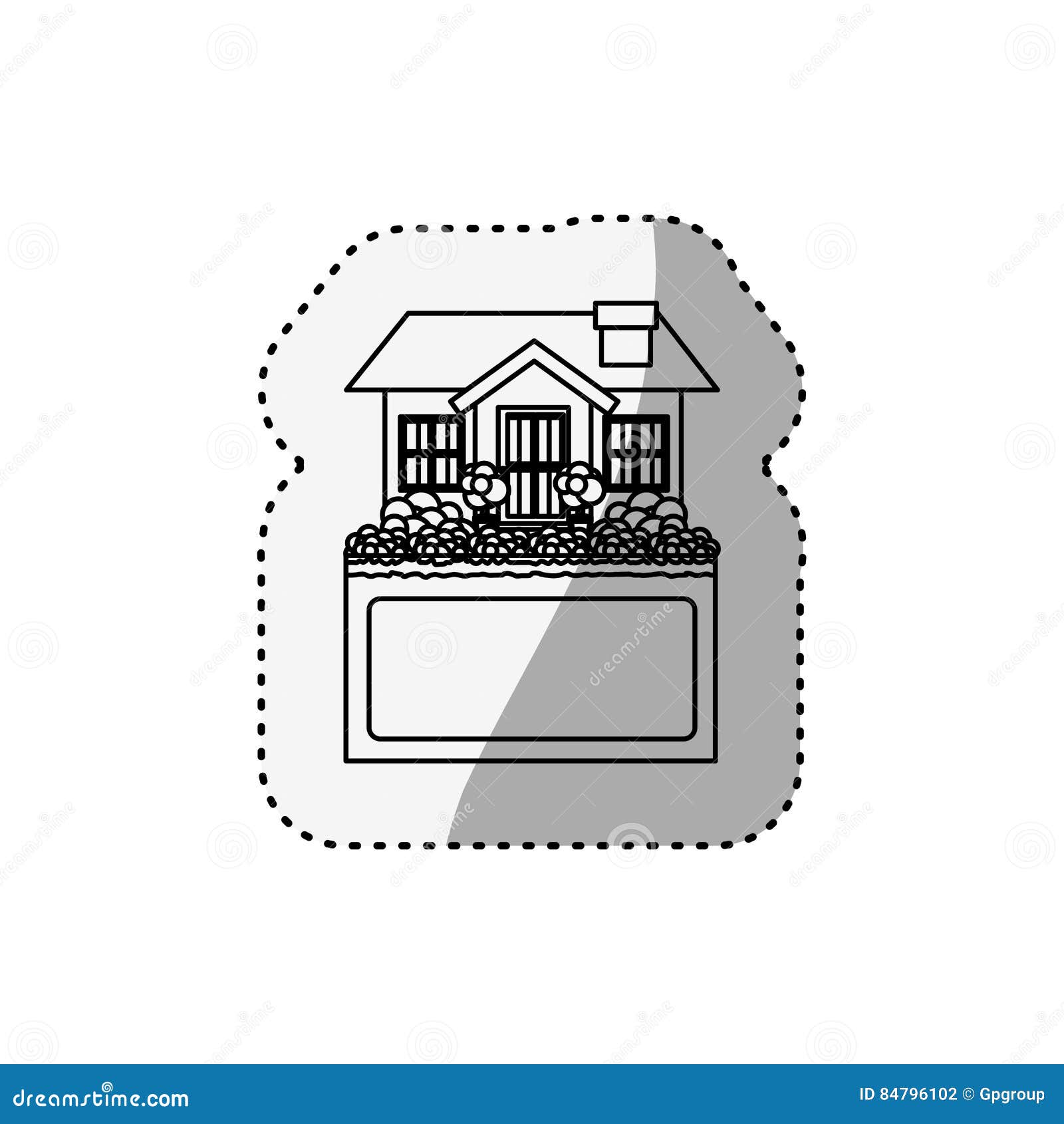 Sticker Silhouette Small House Design With Label Vector Illustration ...