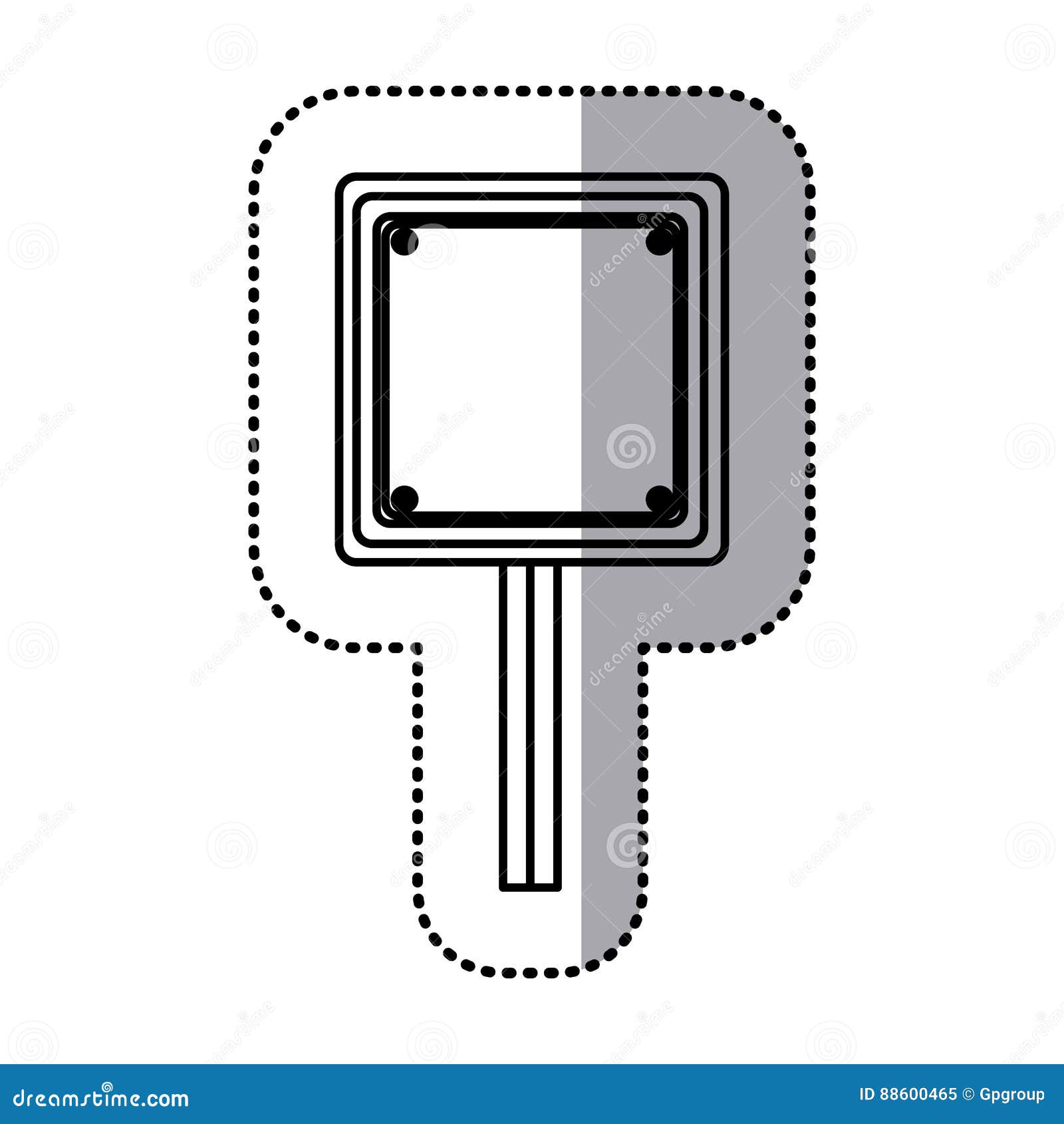 Sticker Silhouette Square Shape Traffic Sign with Base Pole Stock ...