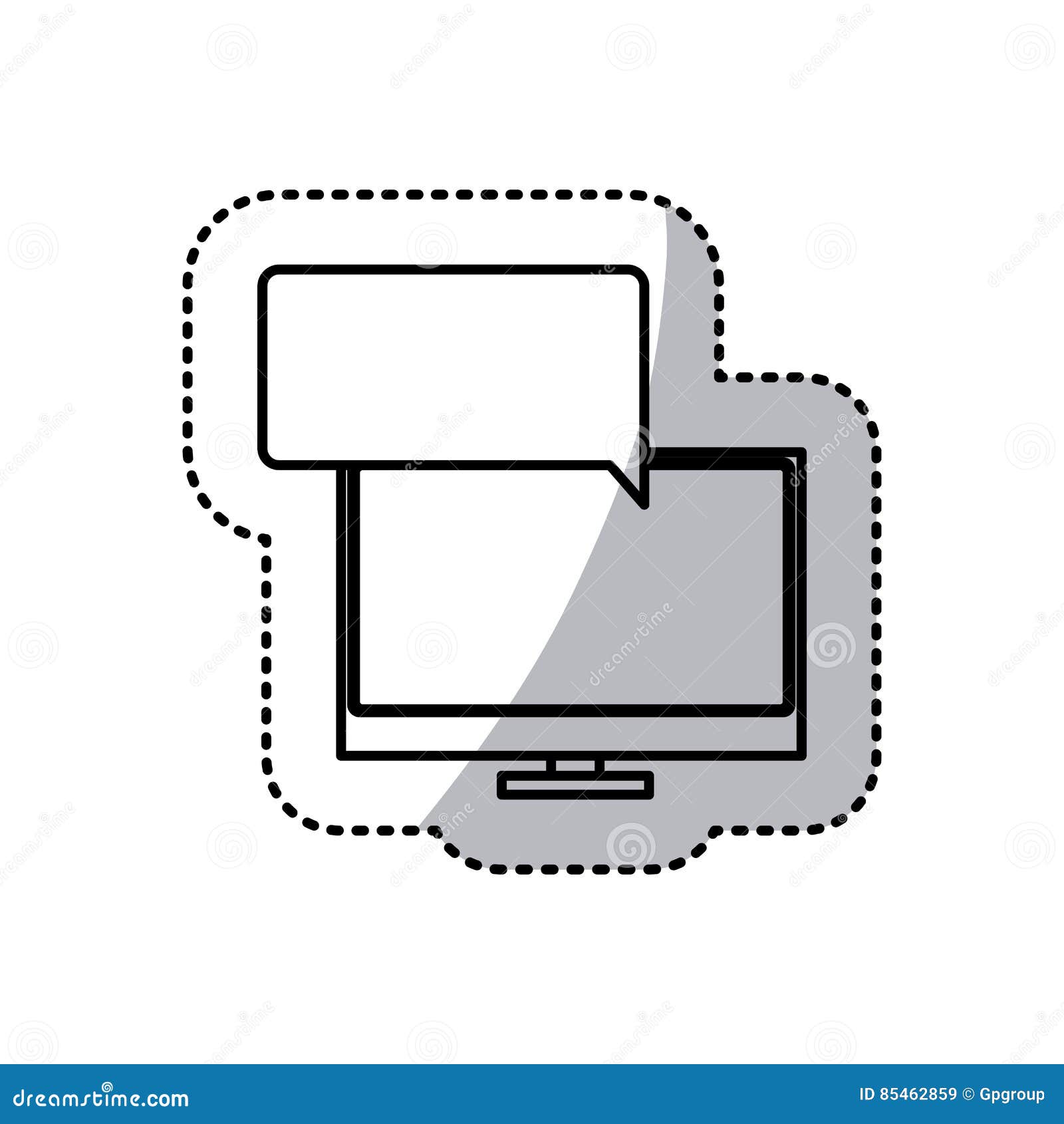 Sticker Silhouette Tech Screen Computer in Wide Flat Dialogue Callout ...