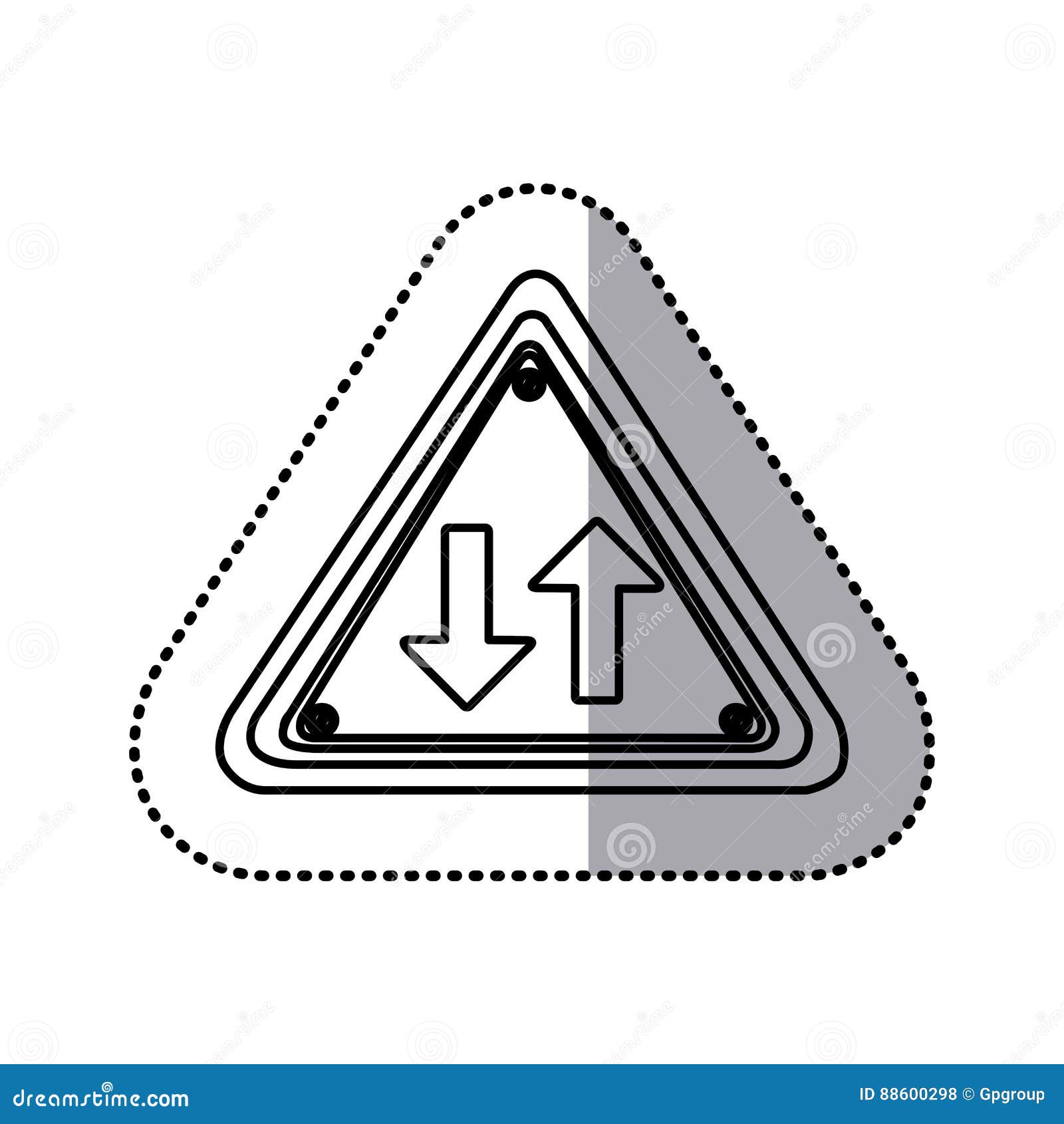 Sticker Silhouette Triangle Shape Frame Two Way Traffic Sign Stock ...