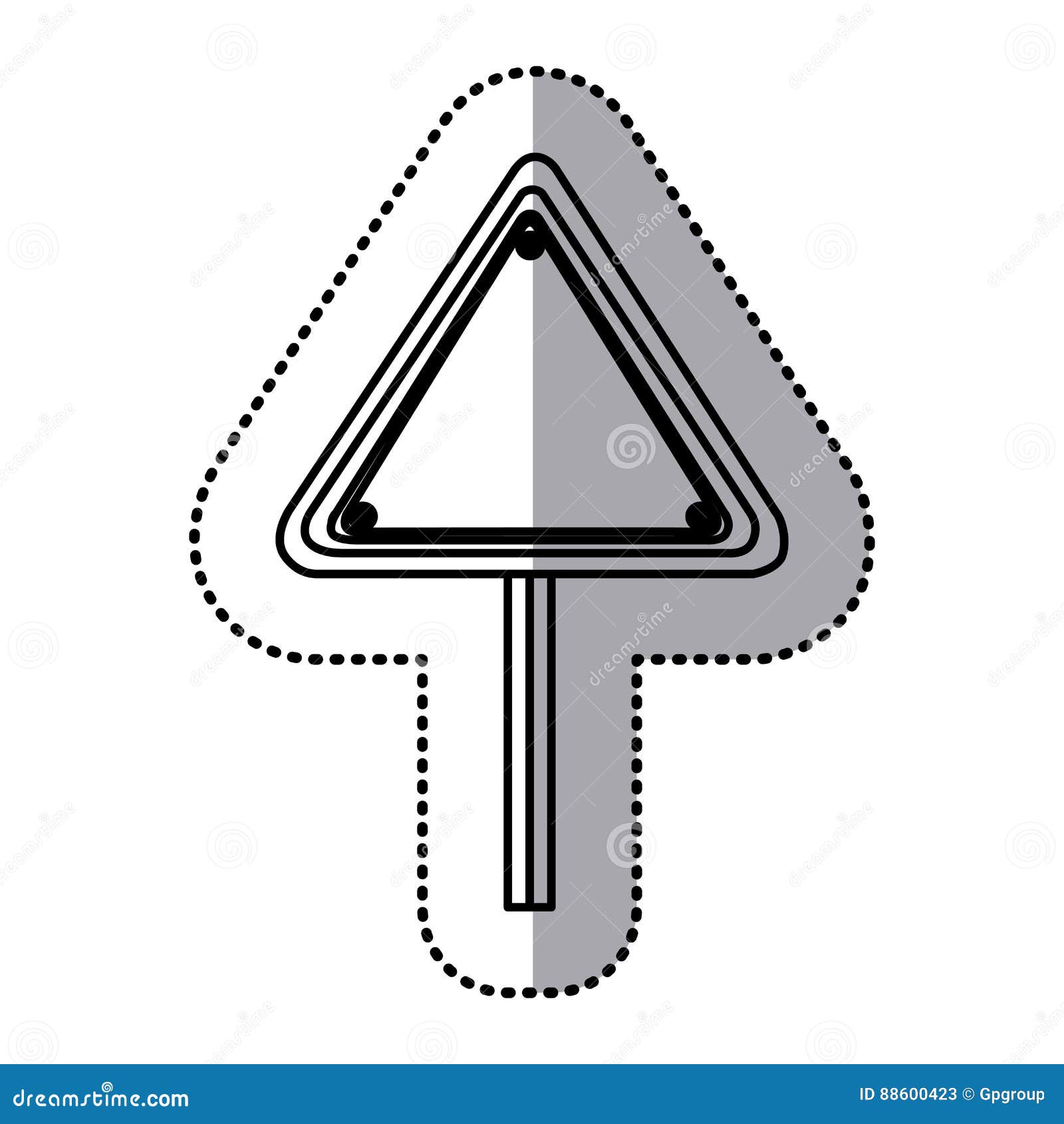 Sticker Silhouette Triangle Shape Traffic Sign with Base Pole Stock ...