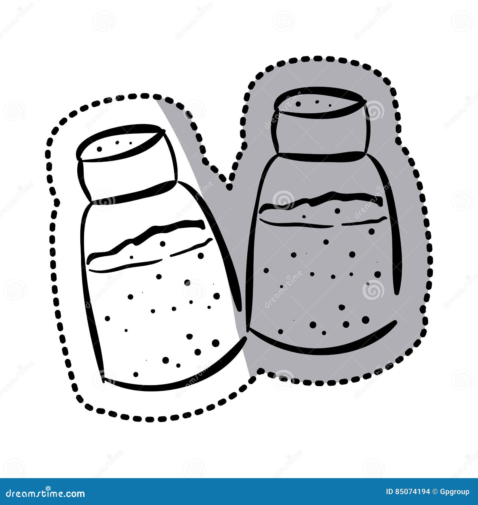 Sticker Silhouette Two Salt Shaker Icon Flat Stock Vector ...