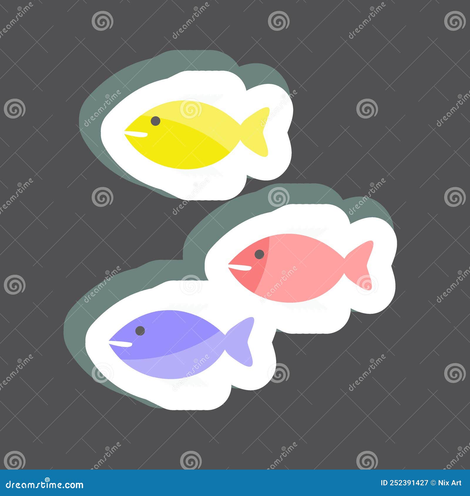 Sticker Small Fish. Suitable for Sea Symbol. Simple Design Editable ...