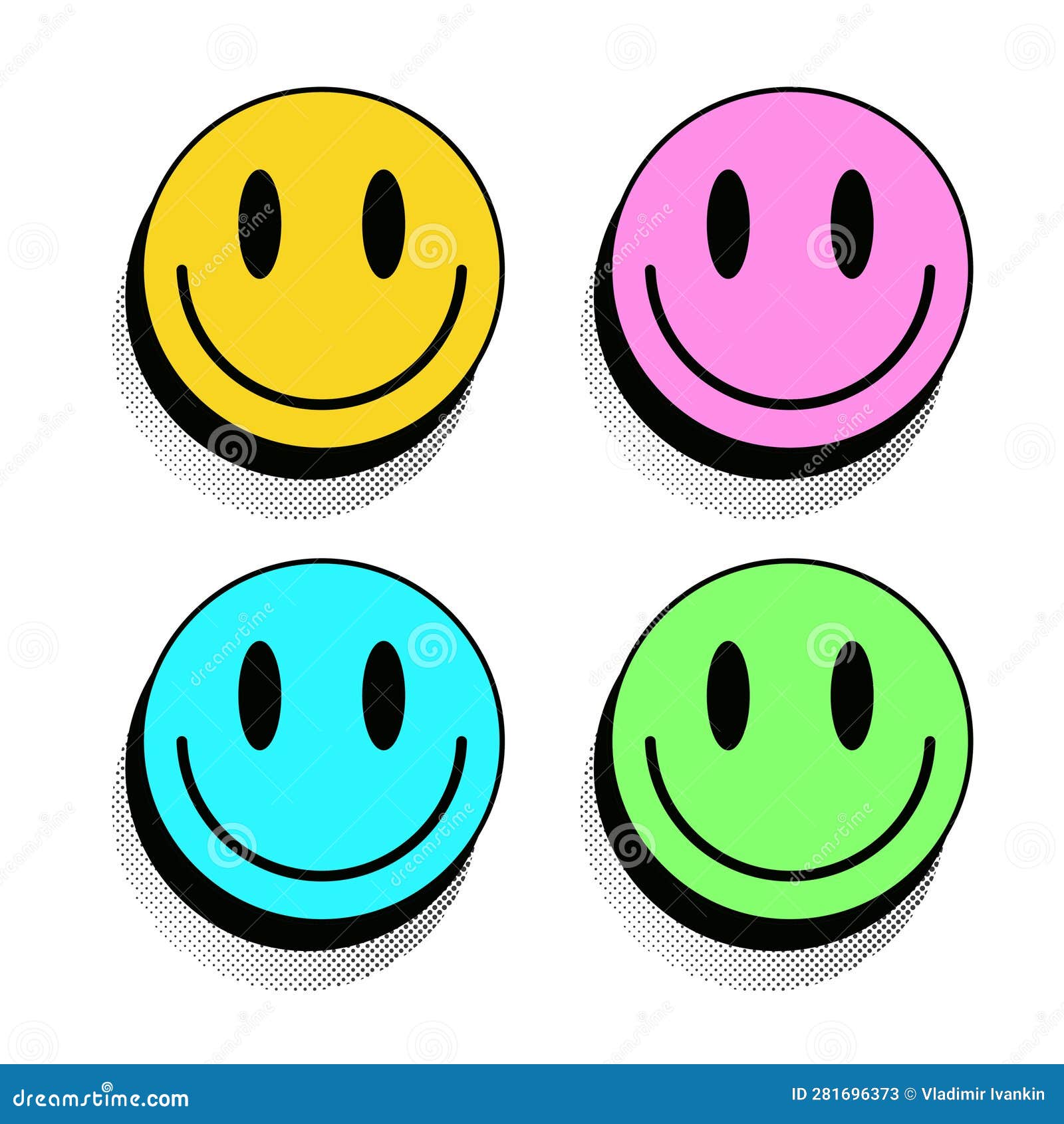 Sticker Smile Holography Y2k Style Cartoon Vector | CartoonDealer.com ...