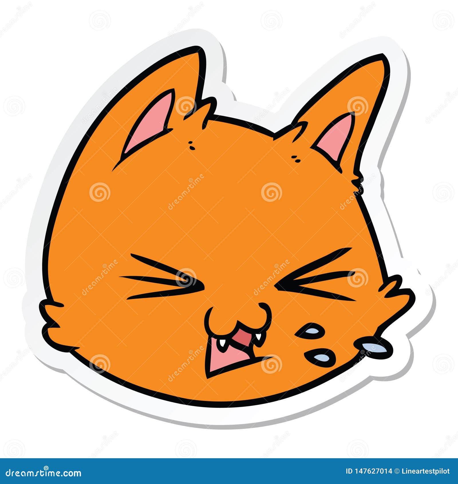 Sticker of a Spitting Cartoon Cat Face Stock Vector - Illustration of ...