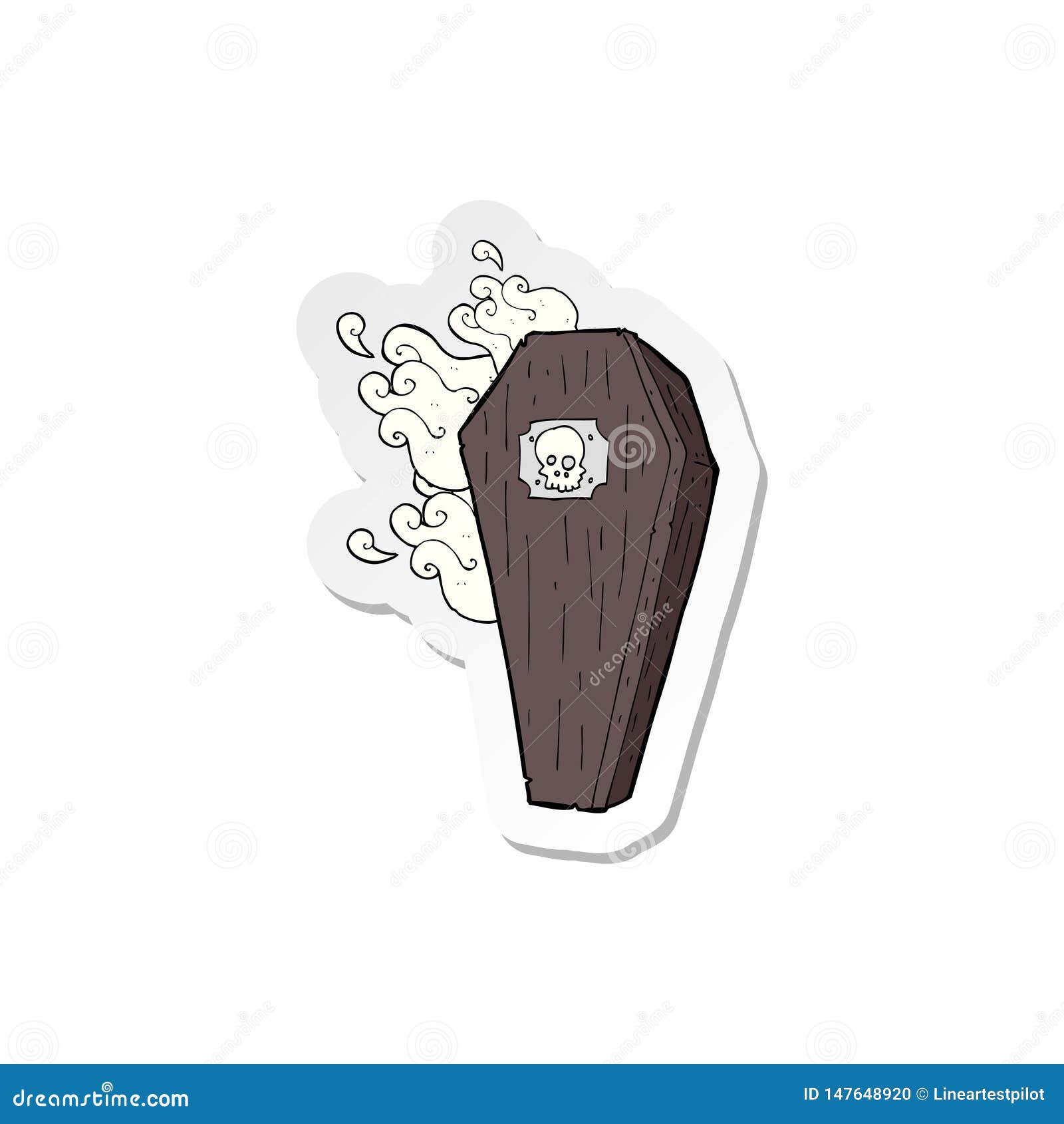 Sticker of a Spooky Cartoon Coffin Stock Vector - Illustration of ...