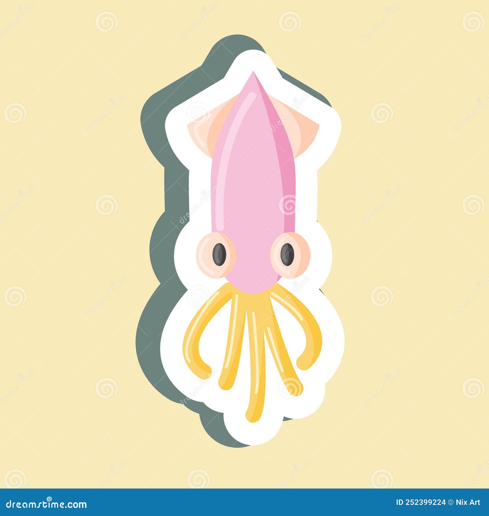 Sticker Squid. Suitable for Meat. Simple Design Editable. Design ...