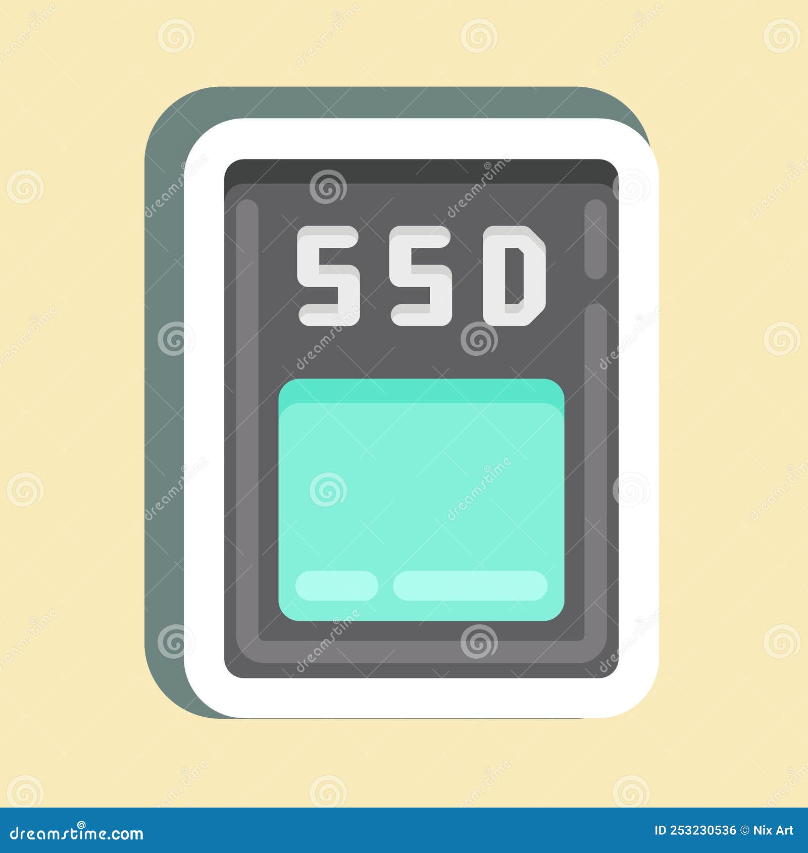 Sticker SSD. Suitable for Computer Components Symbol. Simple Design ...