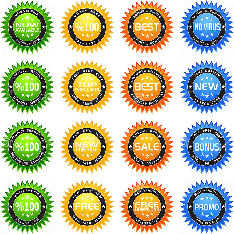 Sticker Star Set stock vector. Illustration of design - 13044145