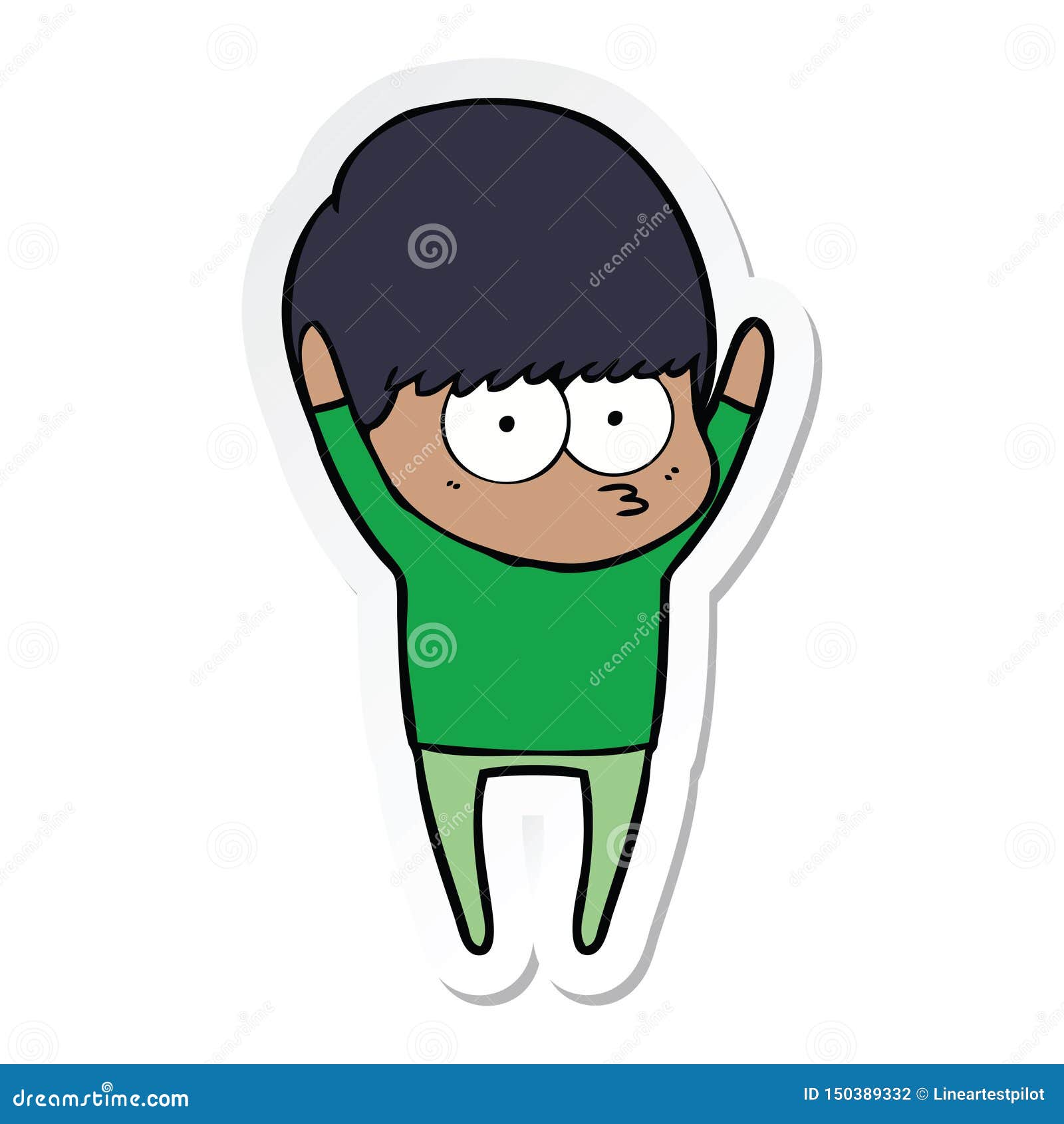 Sticker of a Stretching Cartoon Boy Stock Vector - Illustration of ...