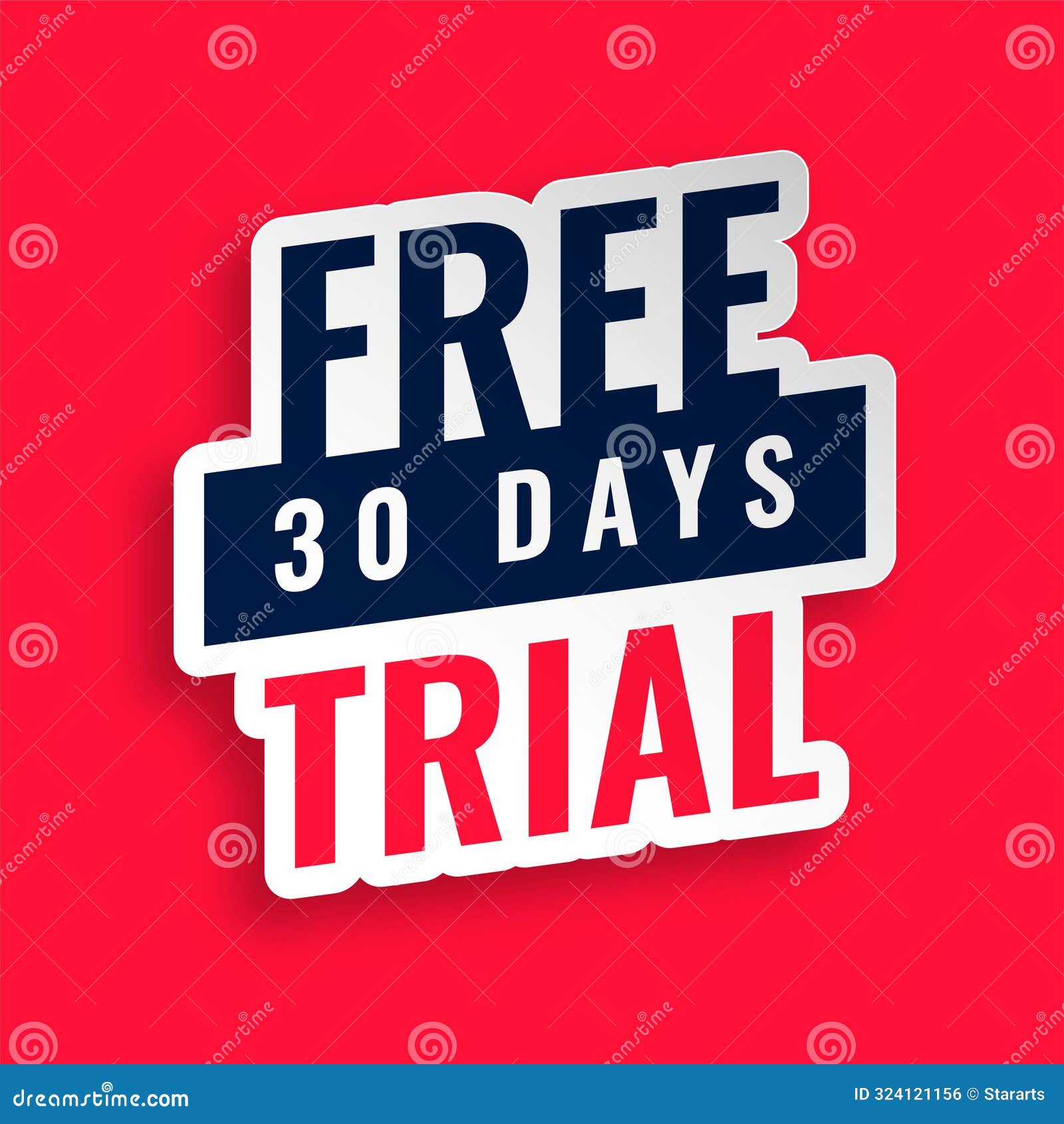 Sticker Style 30 Days Free Trial Background Design Stock Illustration ...