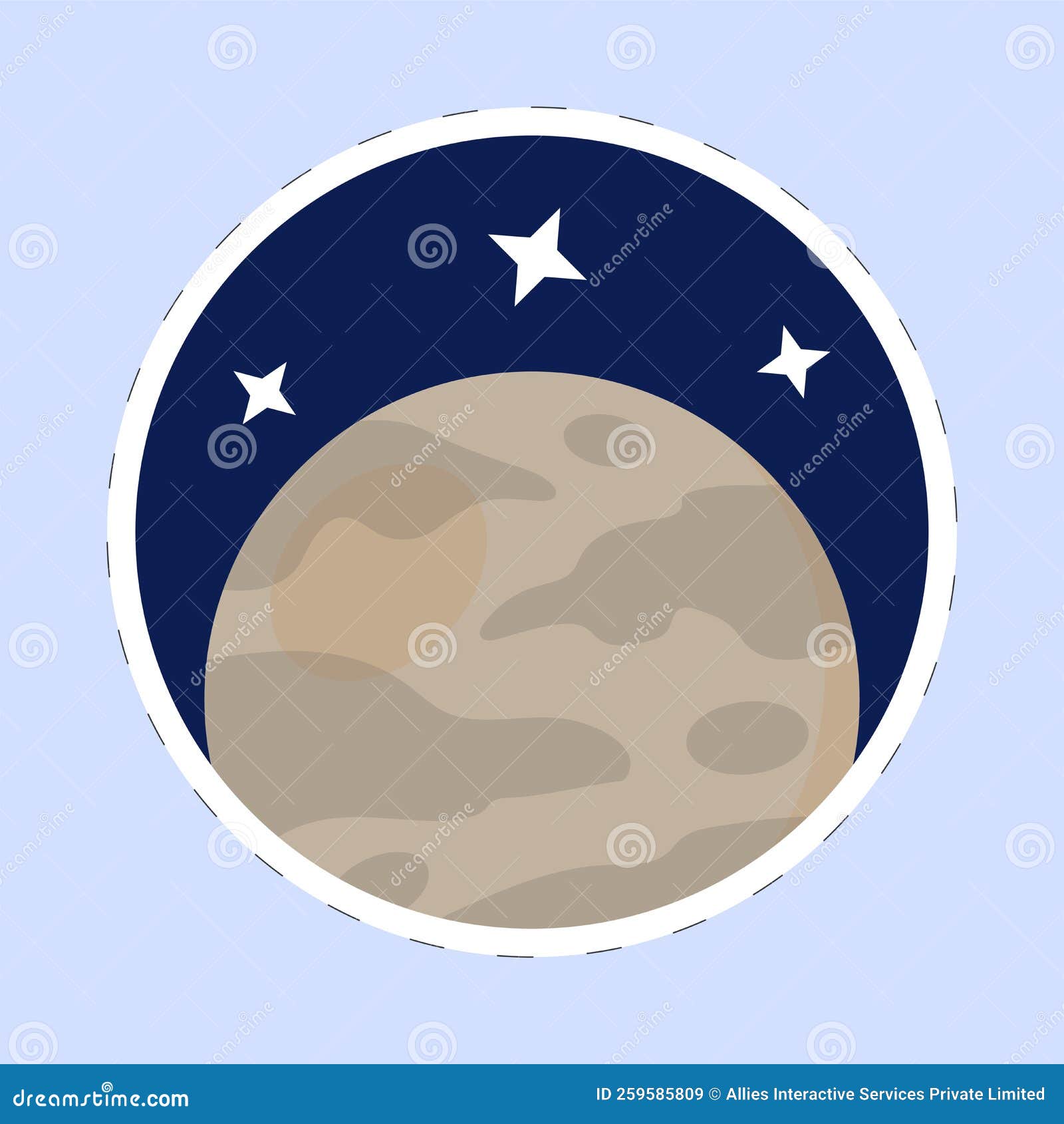 Sticker Style Jupiter Planet with Stars Blue Stock Illustration ...