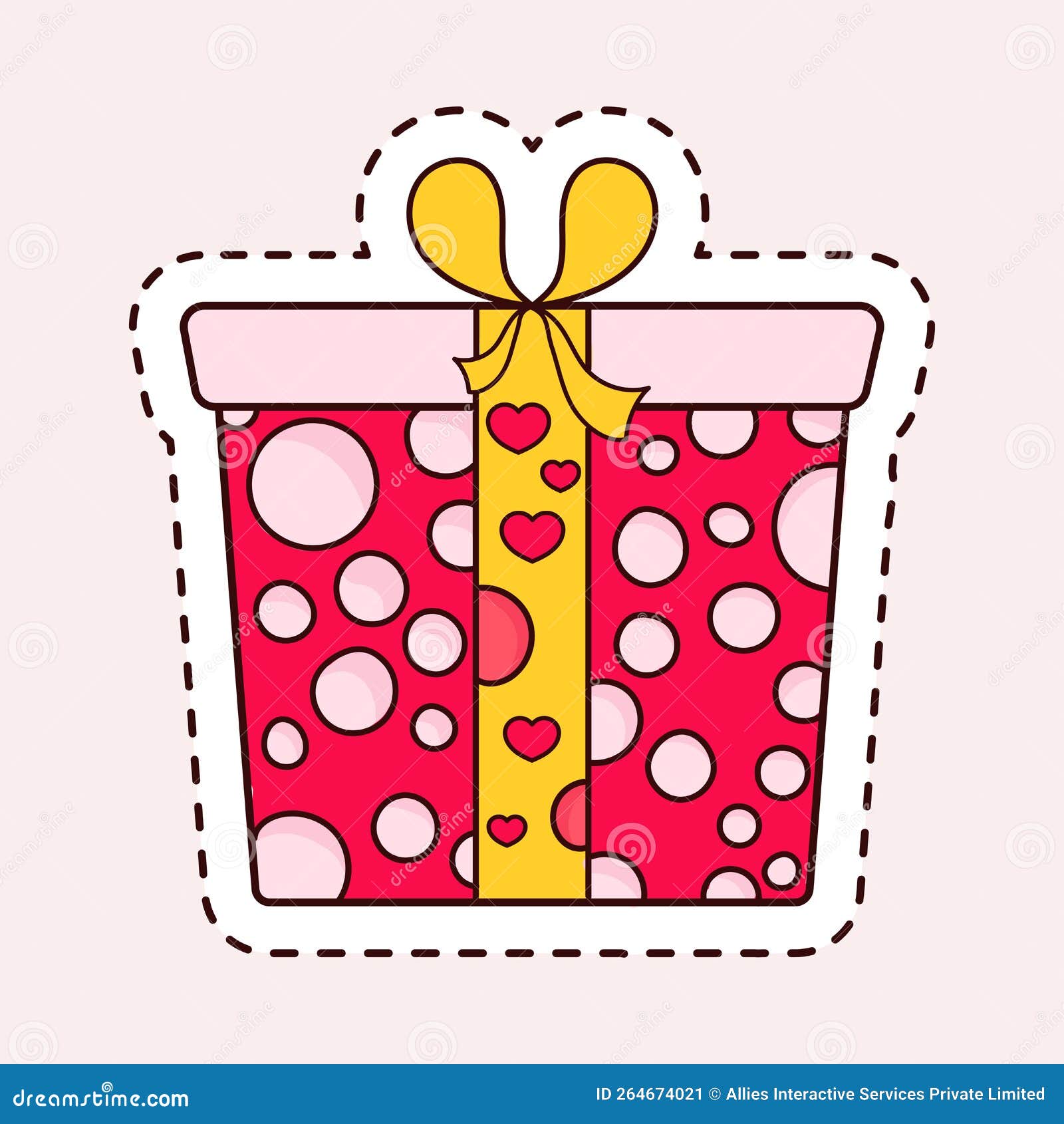 Sticker Style Red and Yellow Gift Box on Light Pink Stock Illustration ...