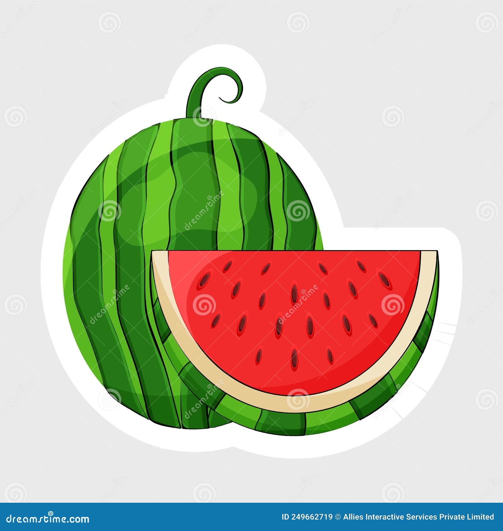 Sticker Style Watermelon Fruit on Gray Stock Illustration ...