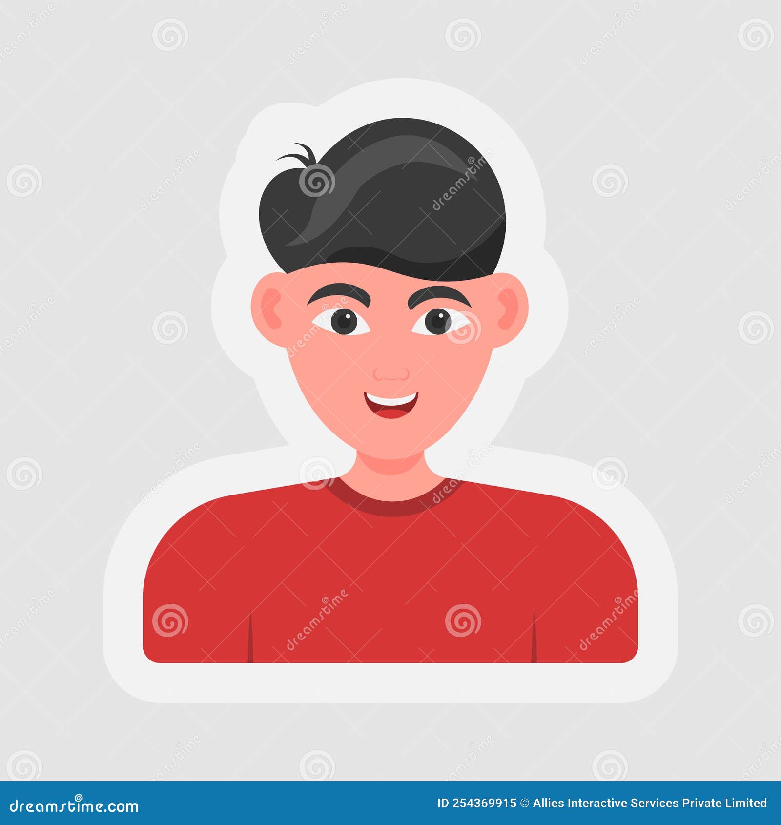 Sticker Style Young Boy Character on Gray Stock Illustration ...