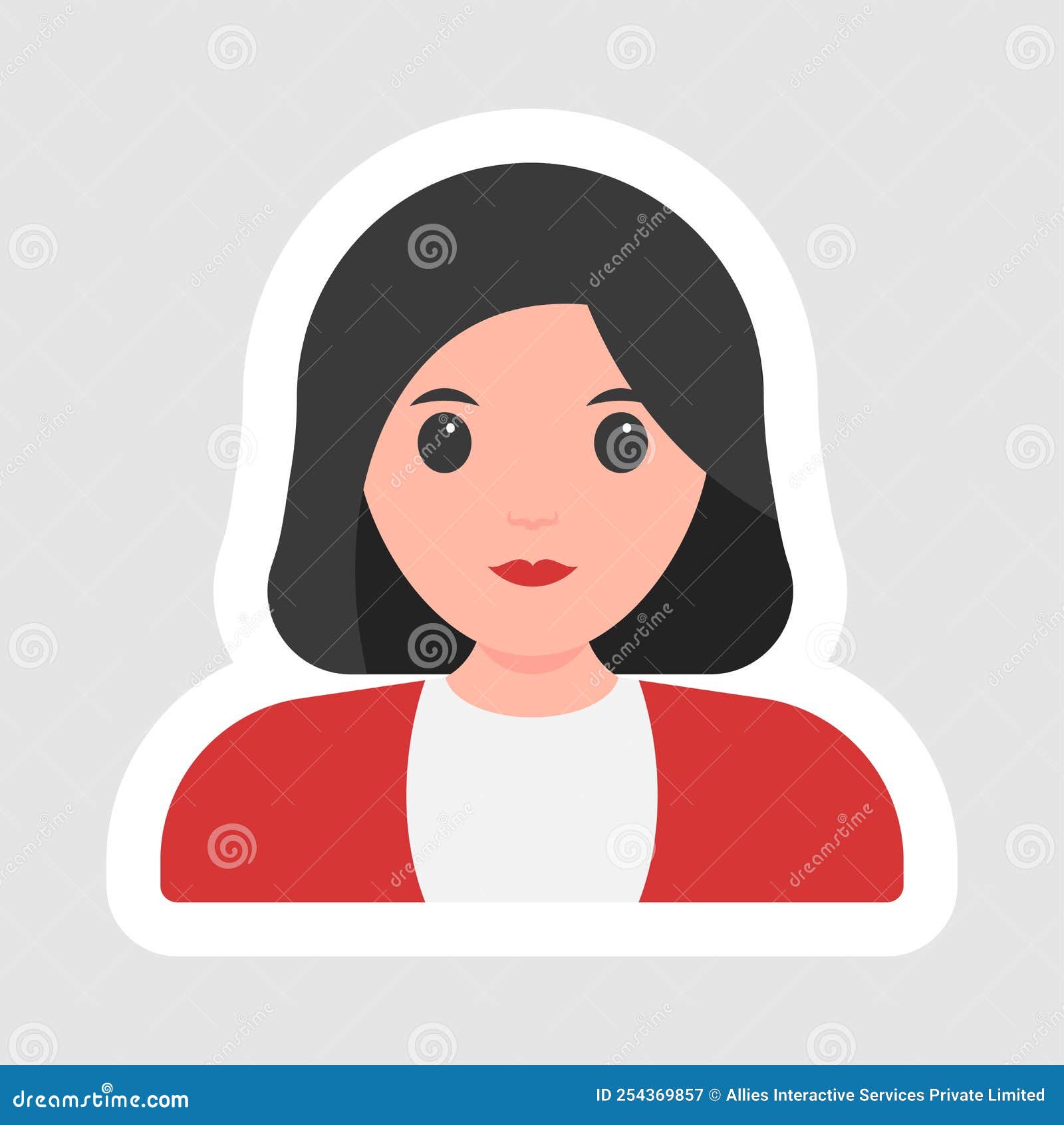 Sticker Style Young Lady Character on Gray Stock Illustration ...