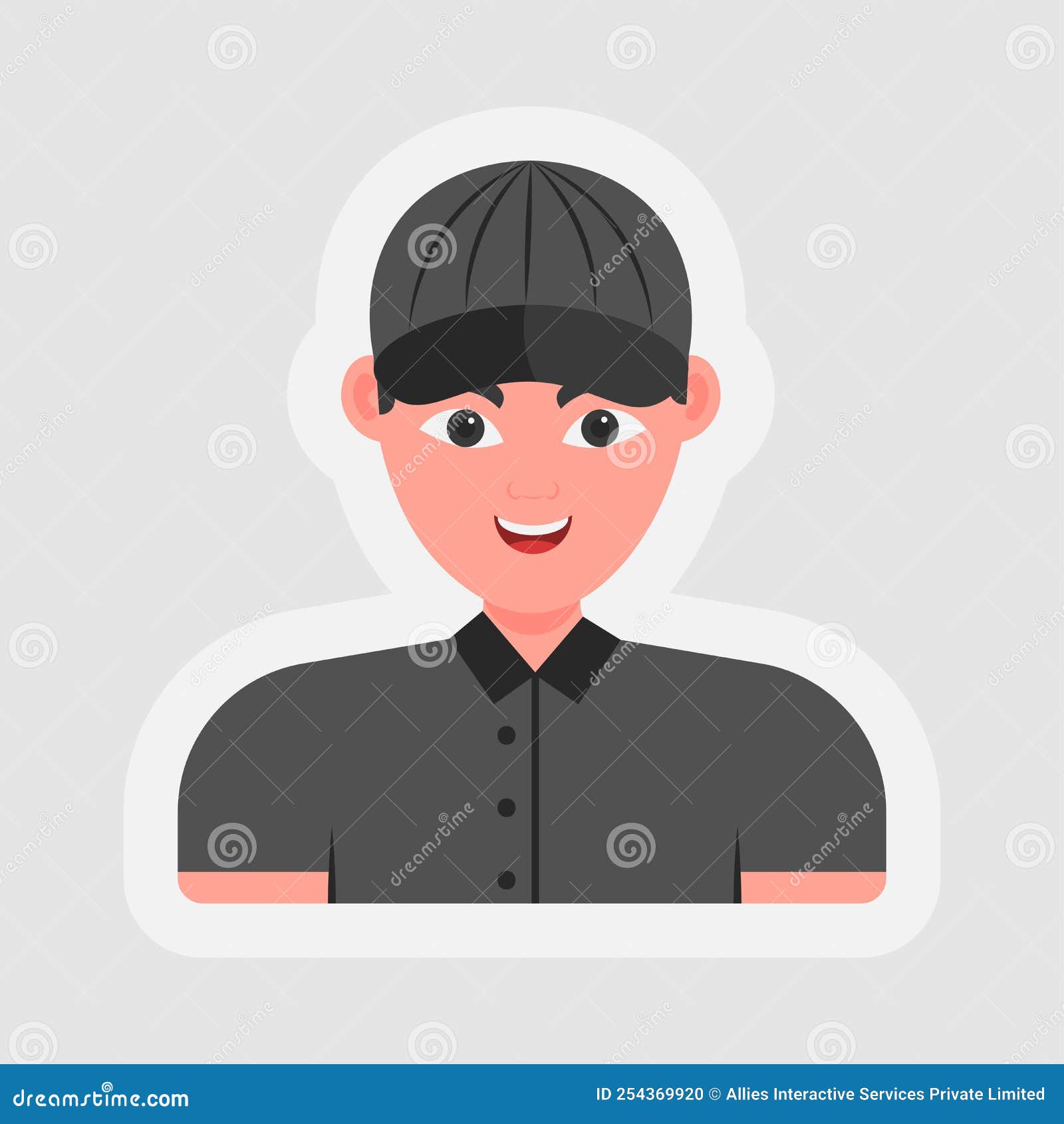 Sticker Style Young Man Character on Gray Stock Illustration ...