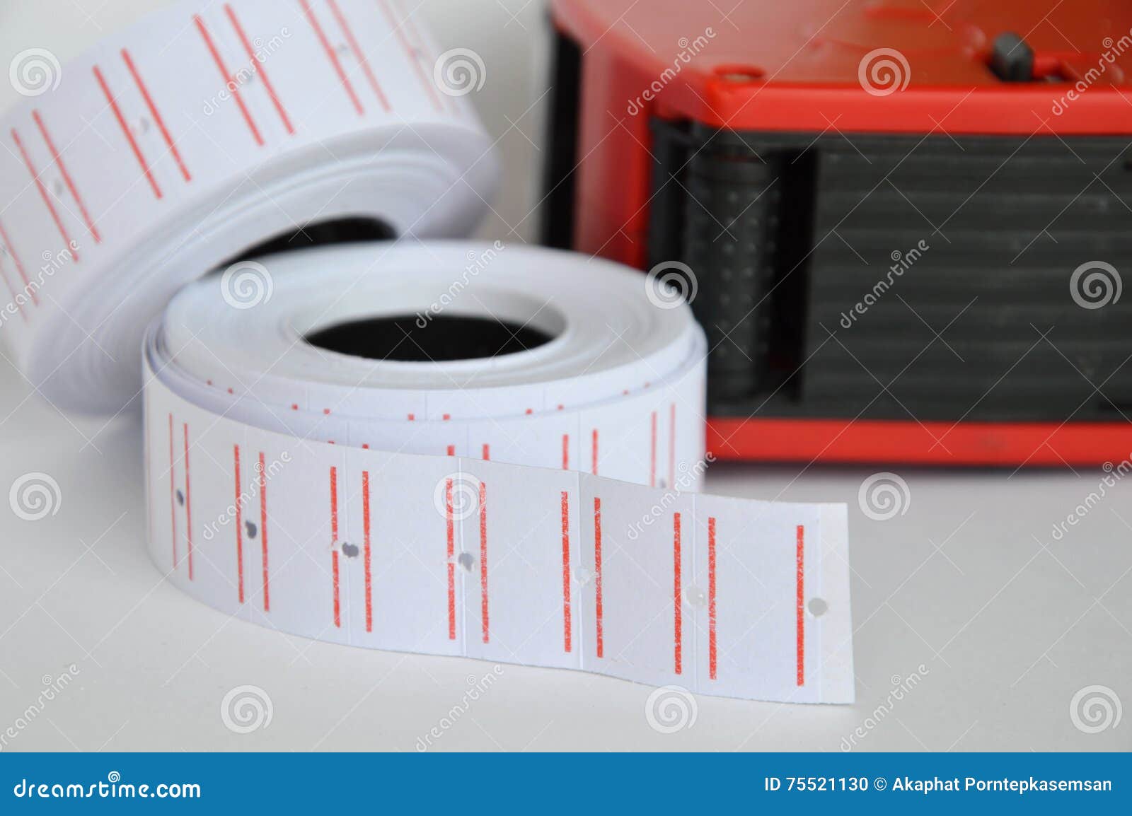 Sticker Tag And Price Hand Labeler On White Background Stock Photo ...