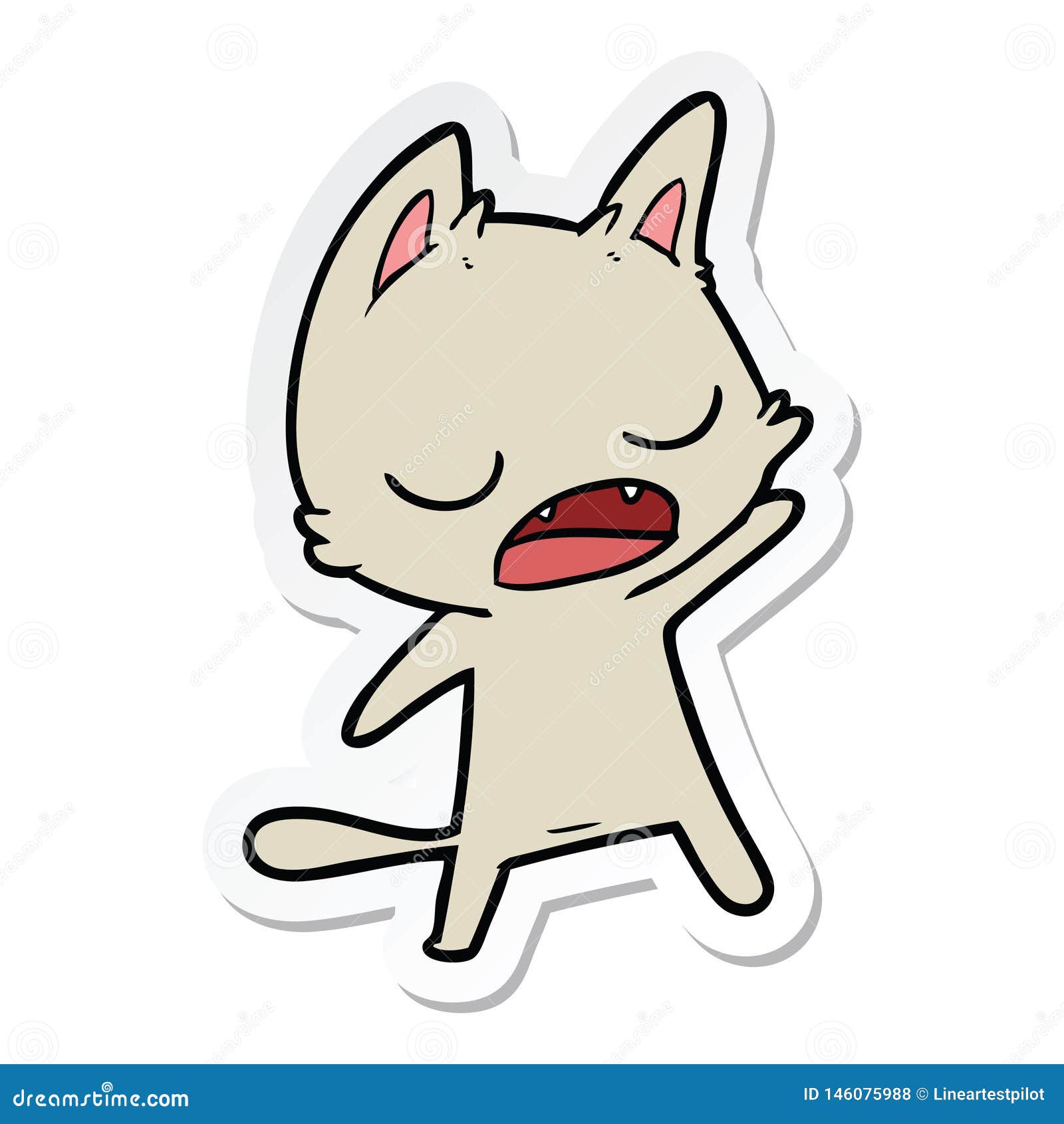 Sticker of a Talking Cat Cartoon Stock Vector - Illustration of stick ...
