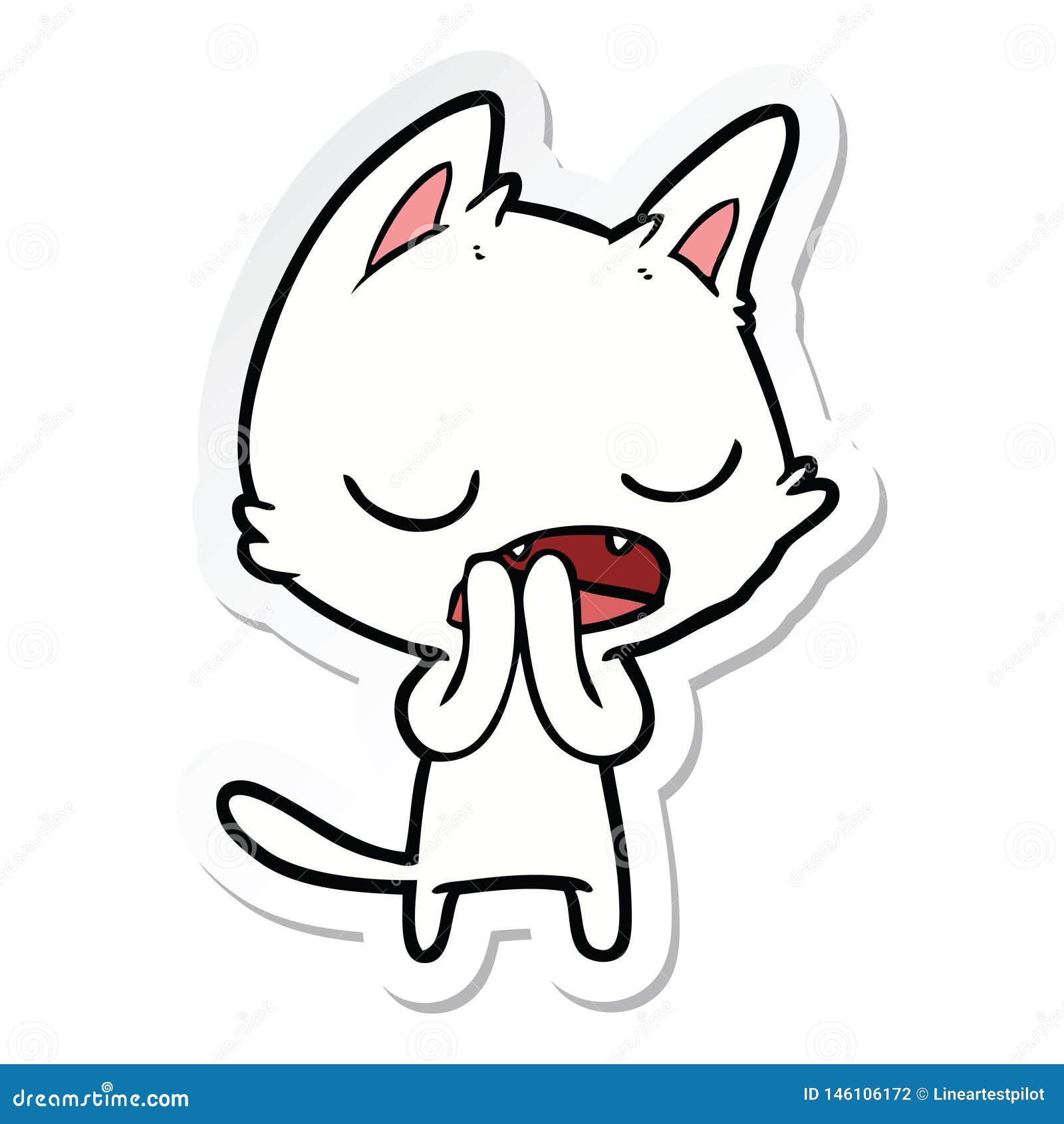 Sticker of a Talking Cat Cartoon Stock Vector - Illustration of cartoon ...