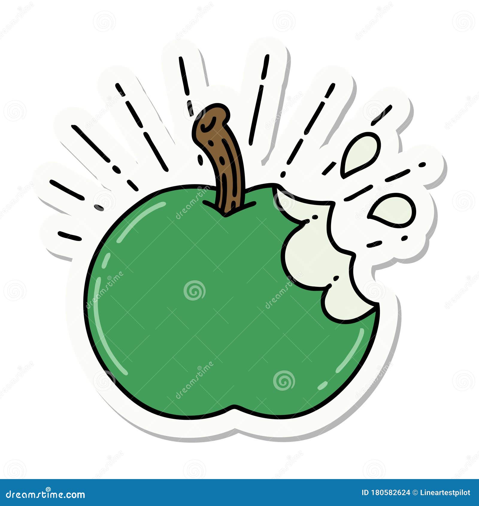 Sticker of Tattoo Style Bitten Apple Stock Vector - Illustration of ...