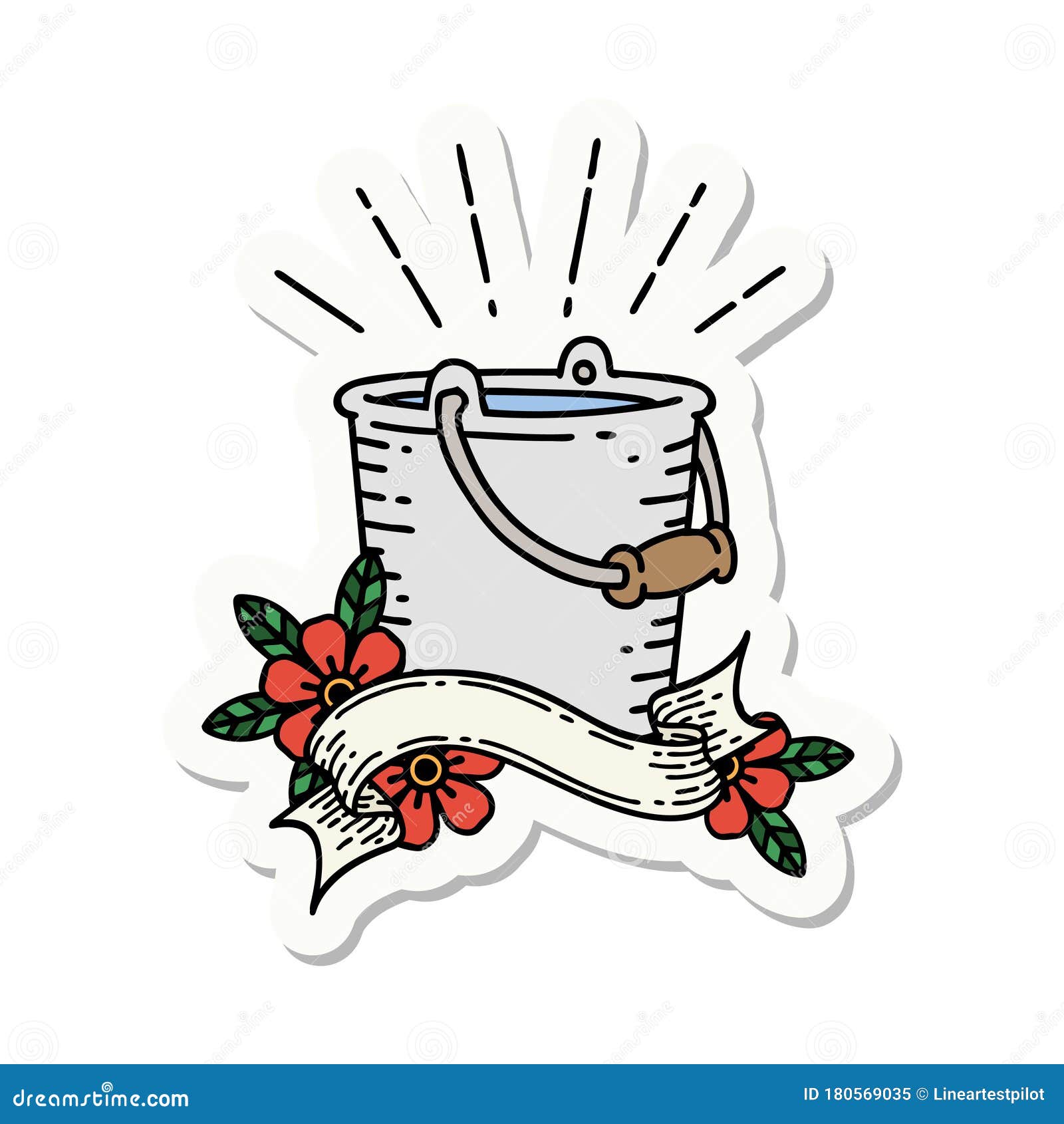 Sticker of Tattoo Style Bucket of Water Stock Vector - Illustration of ...
