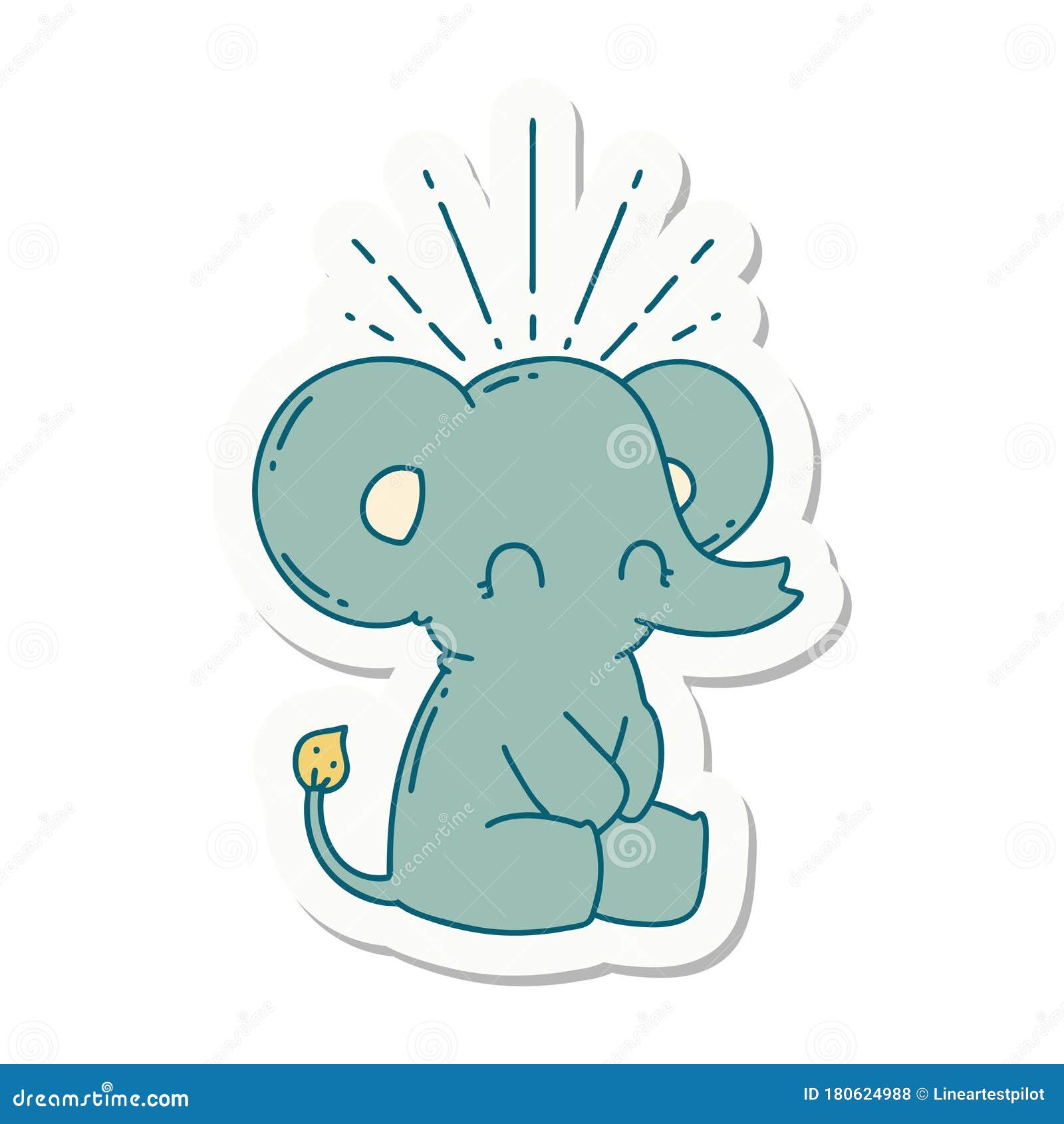 Sticker of Tattoo Style Cute Elephant Stock Vector - Illustration of ...