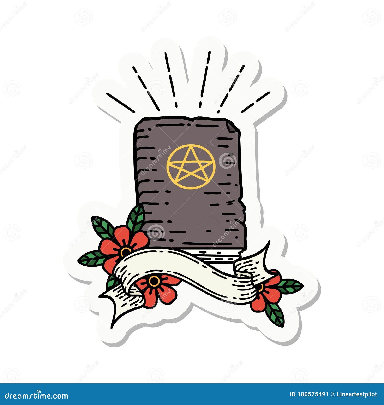 Sticker of Tattoo Style Spellbook Stock Vector - Illustration of book ...