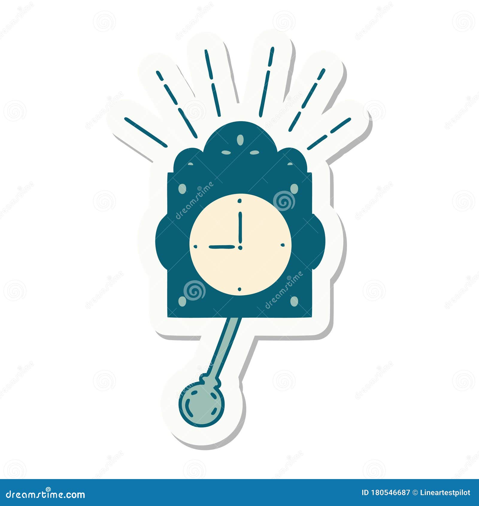 Sticker of Tattoo Style Ticking Clock Stock Vector - Illustration of ...