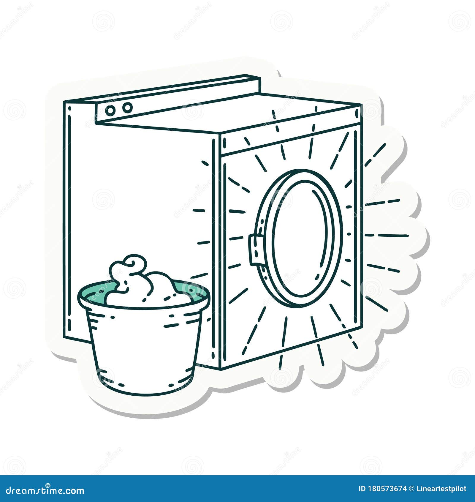 Sticker of Tattoo Style Washing Machine Stock Vector - Illustration of ...