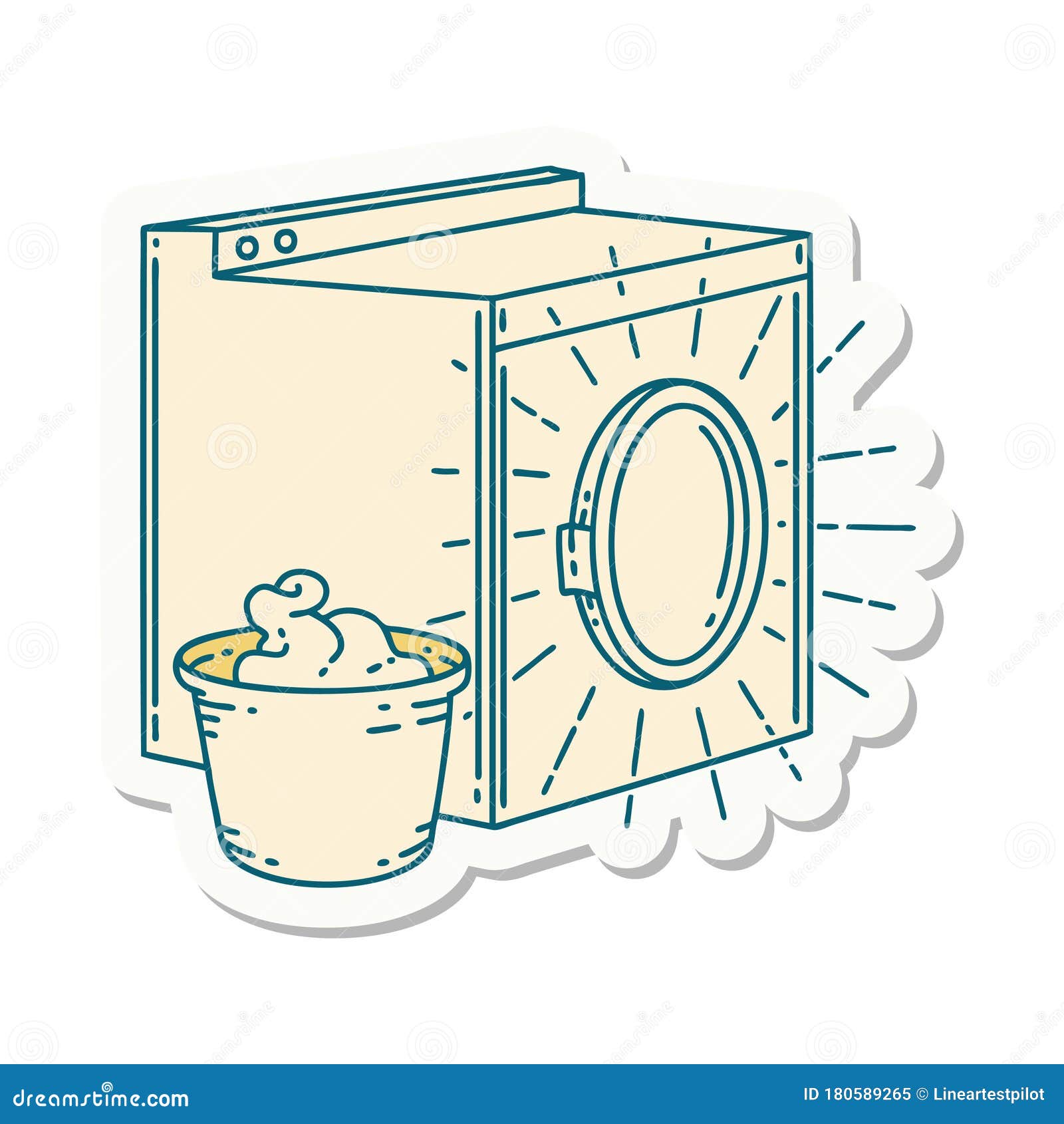 Sticker of Tattoo Style Washing Machine Stock Vector - Illustration of ...