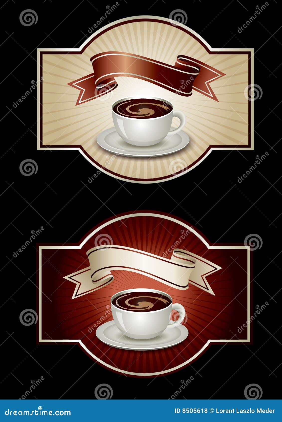 Sticker Template with Coffee Stock Vector - Illustration of banner ...