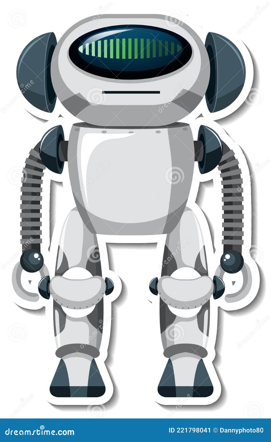 Sticker Template with Robot in Cartoon Style Stock Vector ...
