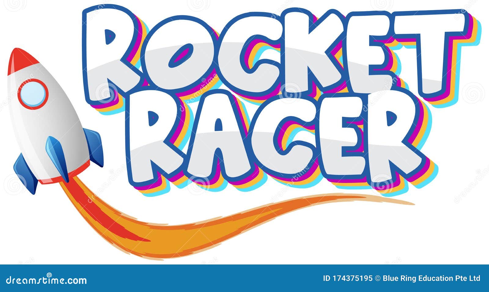 Sticker Template for Word Rocket Racer Stock Vector - Illustration of ...
