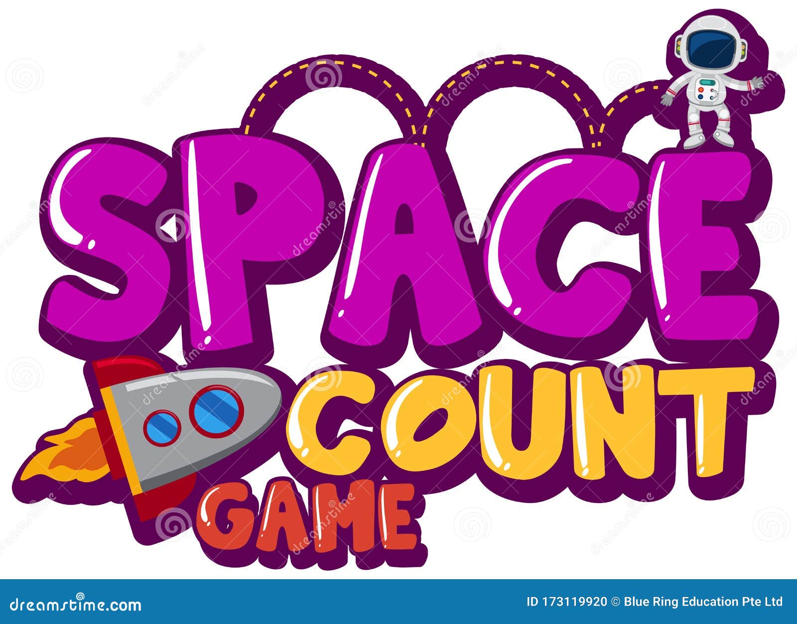 Sticker Template for Word Space Count Game with Astronaut and Spaceship ...